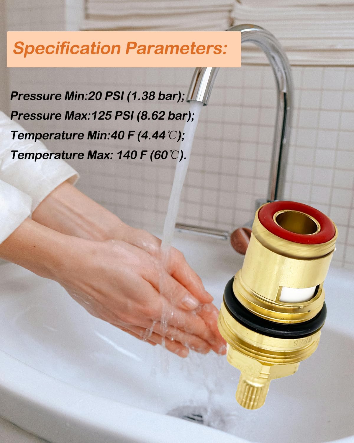 013787-45 Ceramic Cartridge Assembly Fits for T&S Brass Faucets, Pressure 20PSI-125PSI Temperature 40F-140F, Ceramic Cartridge Faucet Filter Replacement - HOT
