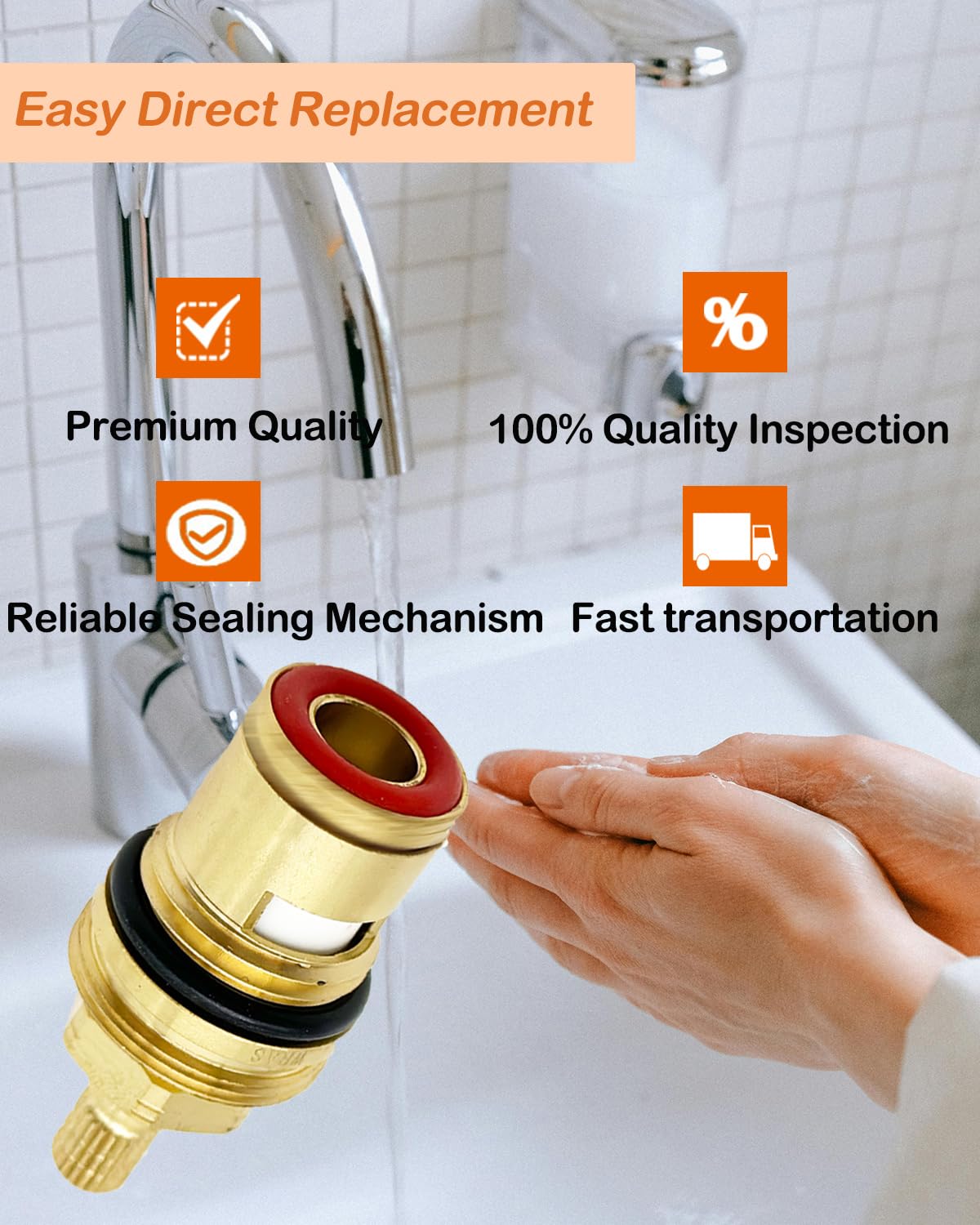 013787-45 Ceramic Cartridge Assembly Fits for T&S Brass Faucets, Pressure 20PSI-125PSI Temperature 40F-140F, Ceramic Cartridge Faucet Filter Replacement - HOT