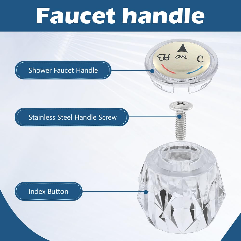 Shower Knob Replacement Compatible with Del-ta Faucet RP2391, 2-1/2" x 2-1/8" Shower Faucet Handle Replacement with Offset Hole(COLOR:clear)