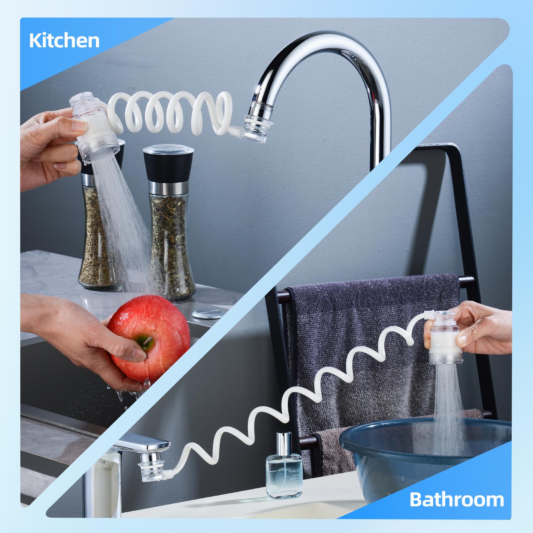 1080° Swivel Kitchen Faucet Extender with Filter, Bathroom Sprayer Attachment with Magnetic, Sink Water Faucet Aerator Replacement, 31.5inch(80cm) Extension Length