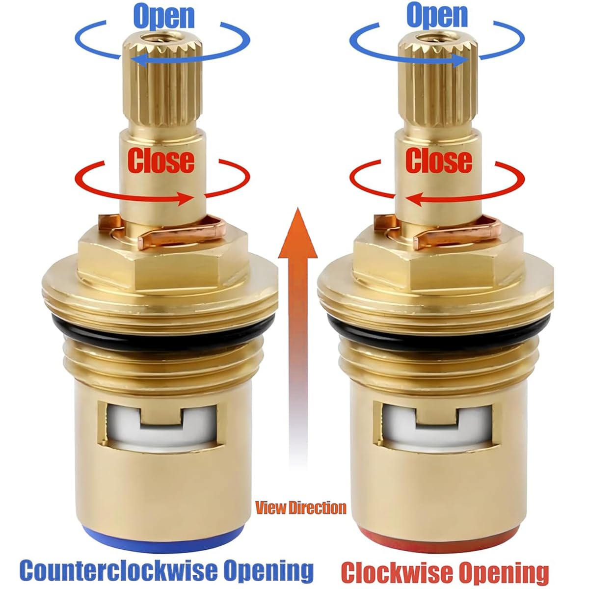 Wolfride 2Pcs Faucet Cartridge Replacement, 20 Teeth G1/2" Brass Ceramic Stem Disc Cartridge Cartridge Faucet Valve Hot and Cold for Bathroom Kitchen Faucets