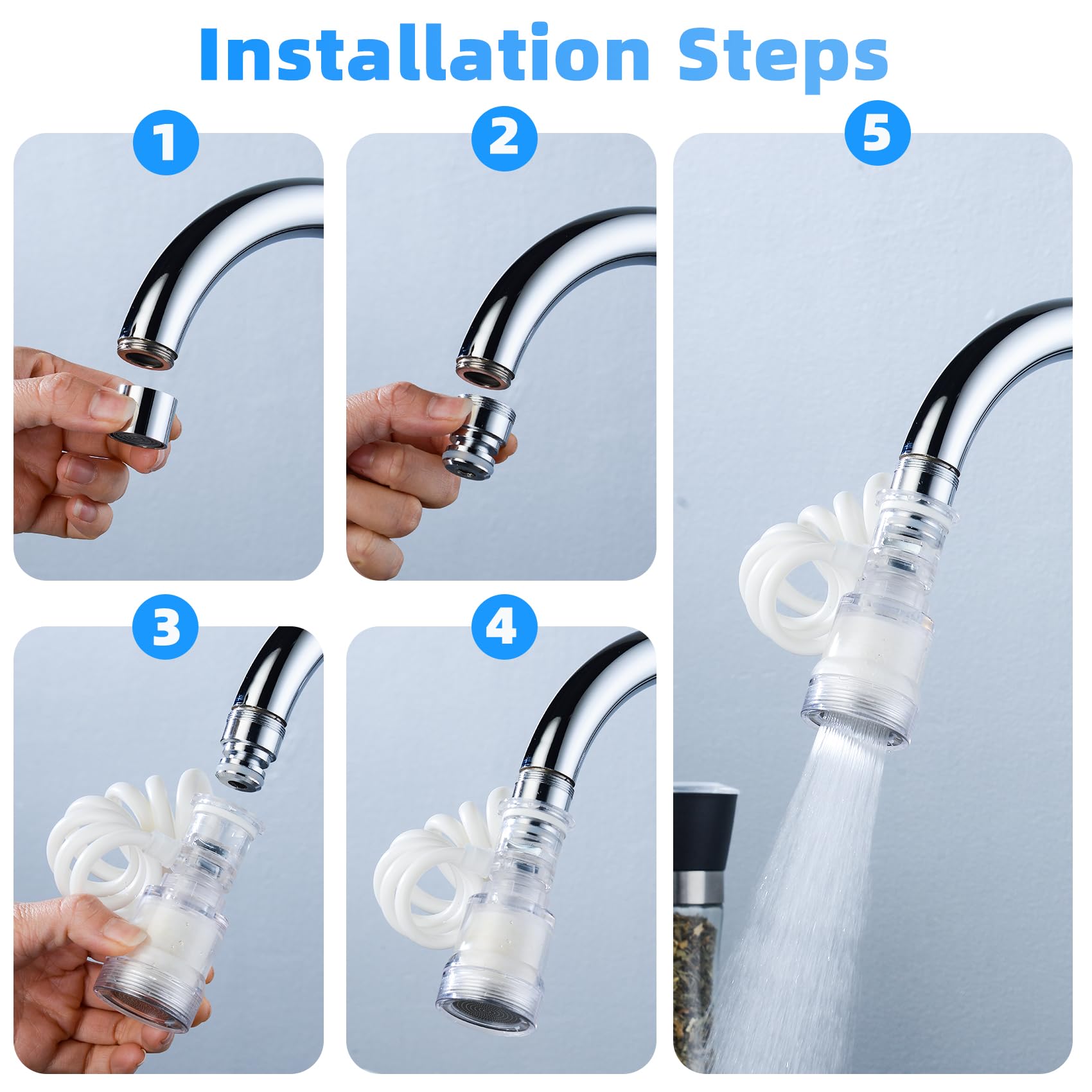 1080° Swivel Kitchen Faucet Extender with Filter, Bathroom Sprayer Attachment with Magnetic, Sink Water Faucet Aerator Replacement, 31.5inch(80cm) Extension Length