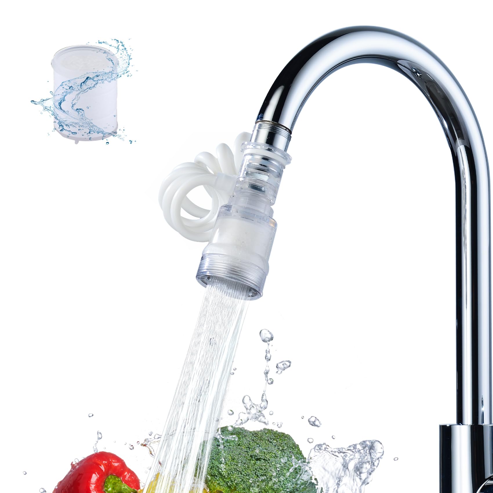1080° Swivel Kitchen Faucet Extender with Filter, Bathroom Sprayer Attachment with Magnetic, Sink Water Faucet Aerator Replacement, 31.5inch(80cm) Extension Length