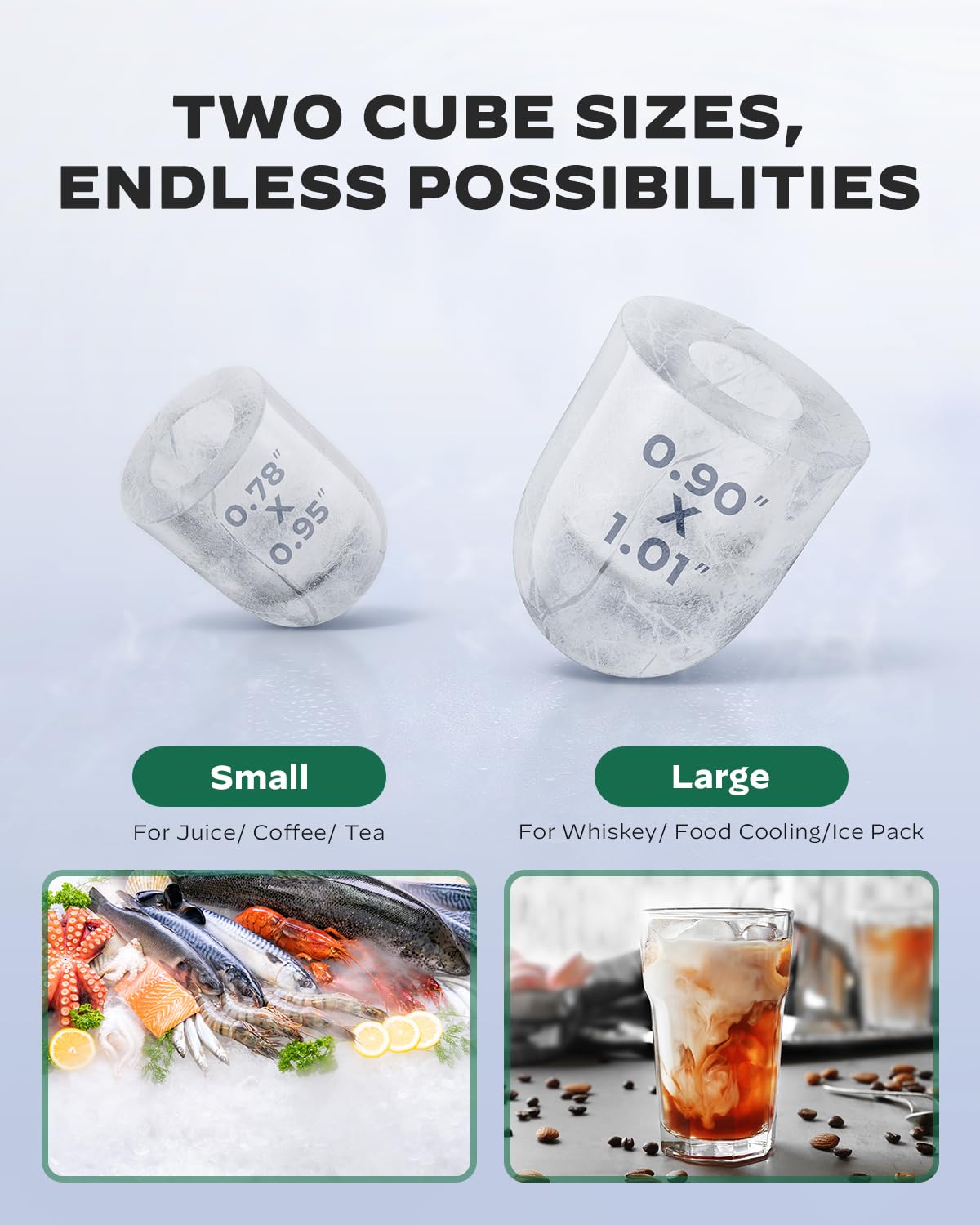 Totnz Ice Makers Countertops,20lb/24h Stainless Steel with Visible Water Level Window, 2 Sizes of Bullet Ice for Home