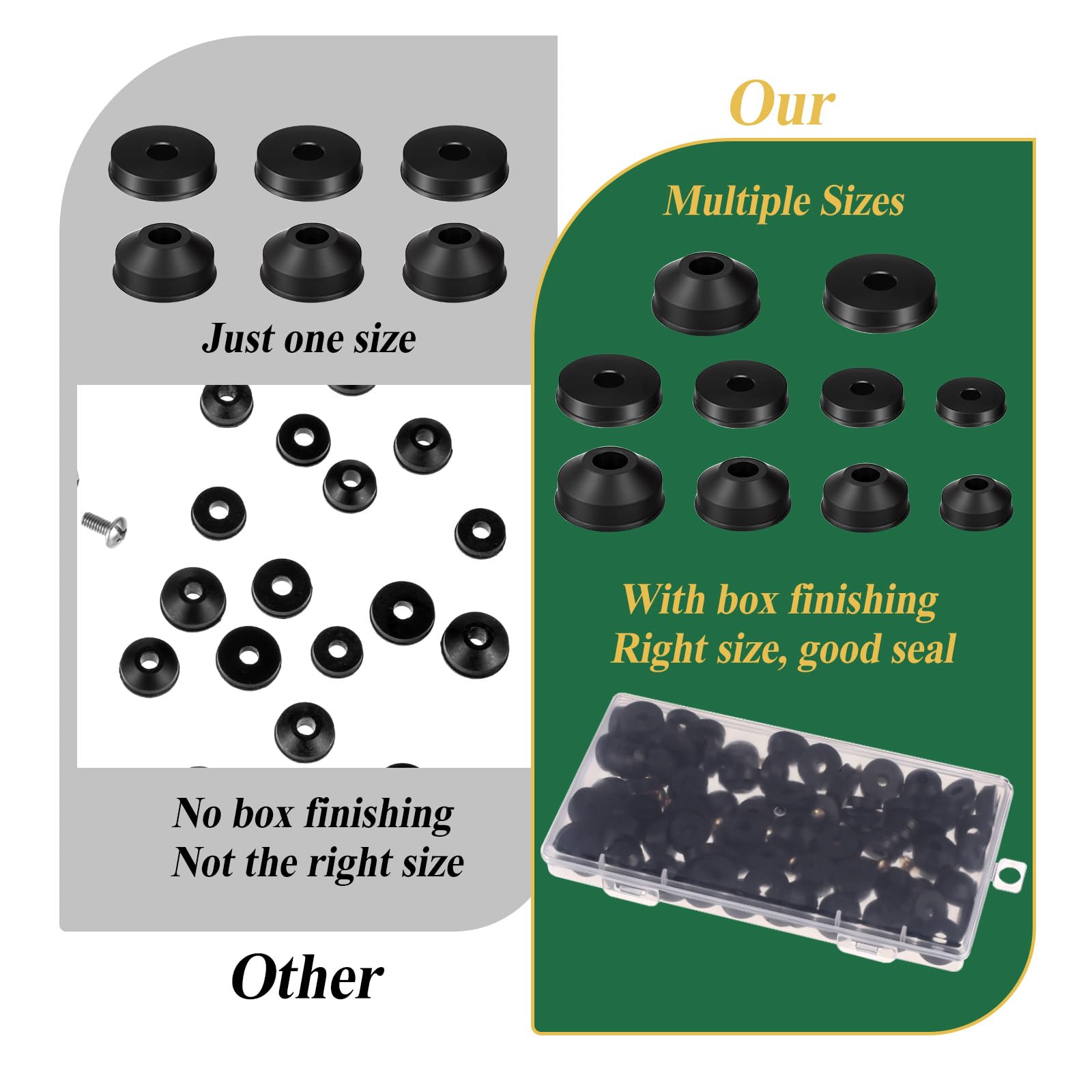 Oruola 116pcs Outdoor Faucet Repair kit,Faucet Washers Assorted Kit,Faucet Washers Kit with Assorted Flat & Beveled Rubber Washers,Faucet Washers for Repairing Faucet Leak Worn Out Washer Replacements