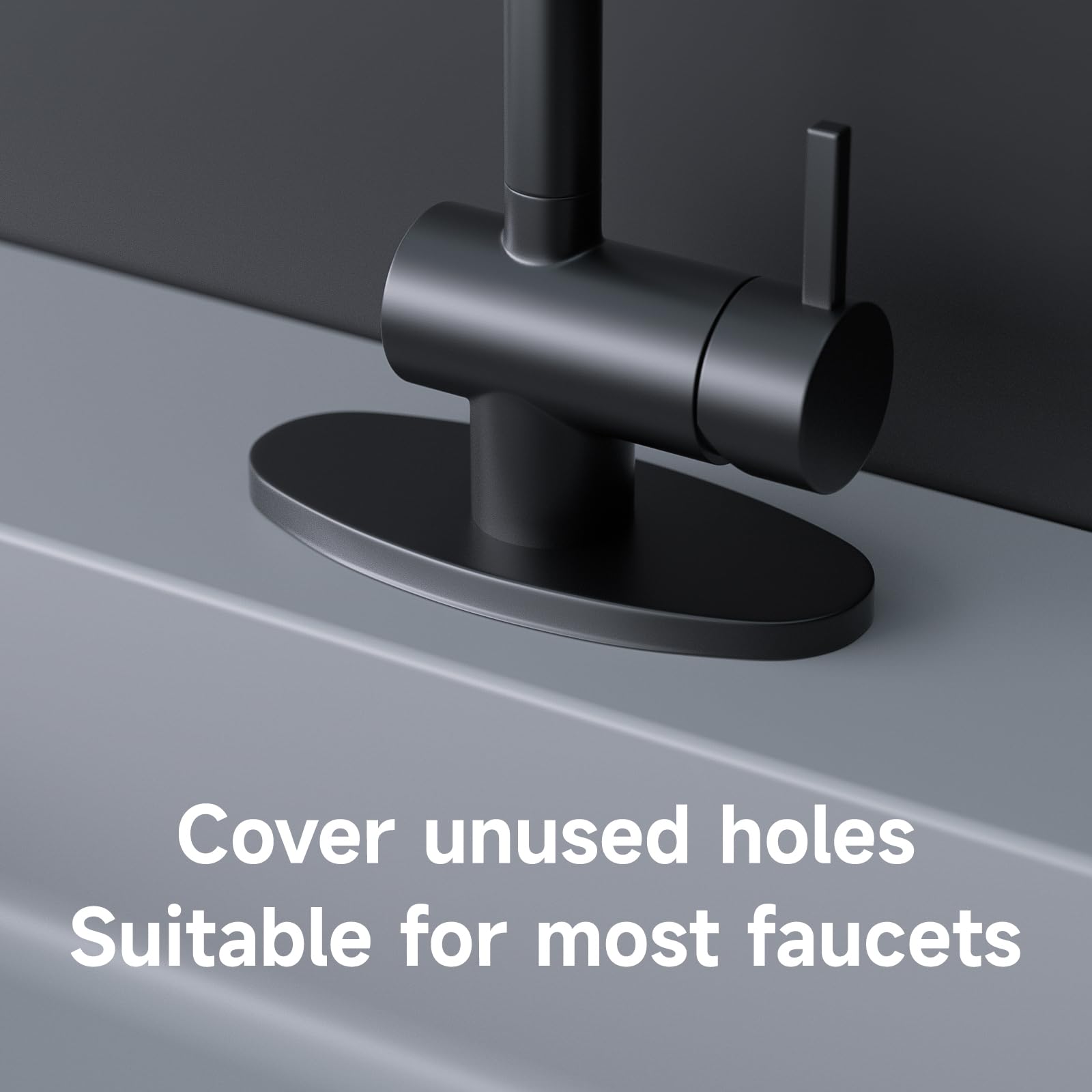 2 pc Faucet Plate, Faucet Hole Cover, Deck Plate Escutcheon for Kitchen Faucet- Sink Hole Cover, Plumbing Cover Plates, 5.5" Deck Plate for Pull Down Faucet: Stainless Steel (Mate Black)