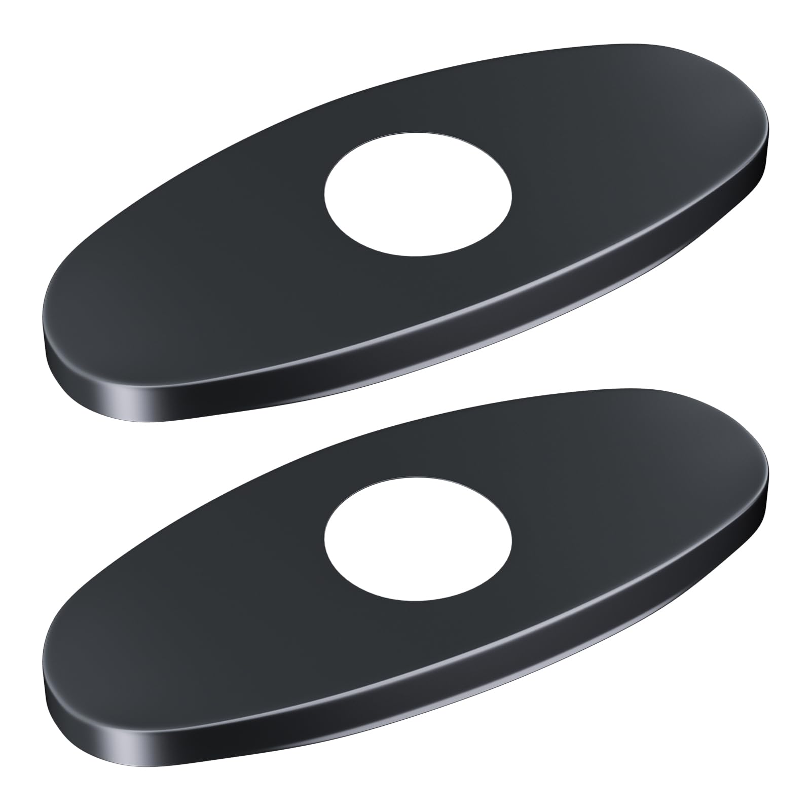 2 pc Faucet Plate, Faucet Hole Cover, Deck Plate Escutcheon for Kitchen Faucet- Sink Hole Cover, Plumbing Cover Plates, 5.5" Deck Plate for Pull Down Faucet: Stainless Steel (Mate Black)