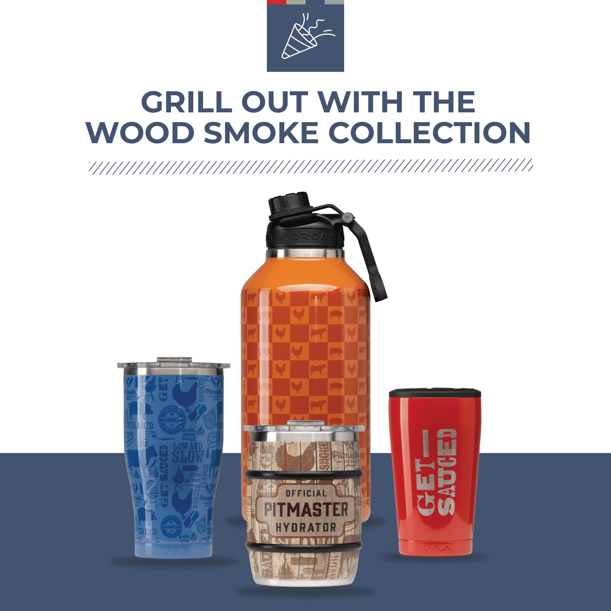ORCA Hydra 66 oz Insulated Stainless Steel Half Gallon Water Bottle with Handle | Dishwasher Safe Thermos, Powder Coat Finish with No Sweat Body, Great Gift for Men — Checkered Orange
