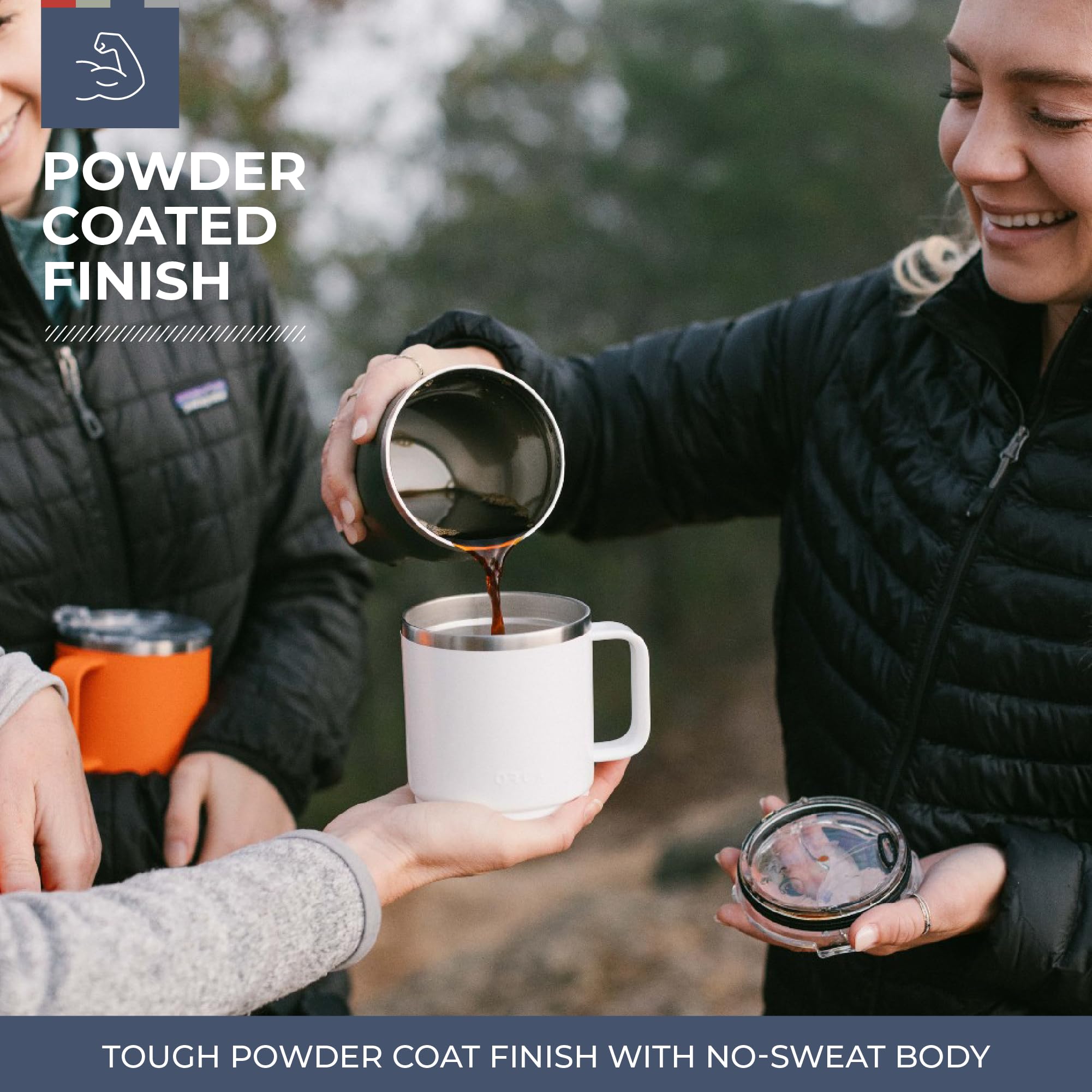 ORCA Camper 16 oz Stainless Steel Insulated Coffee Mug with Handle | Thermos Style Temperature Insulation, Portable Tumbler Cup with a Clear Lid, Home Essentials β Open Season Dark Green Print