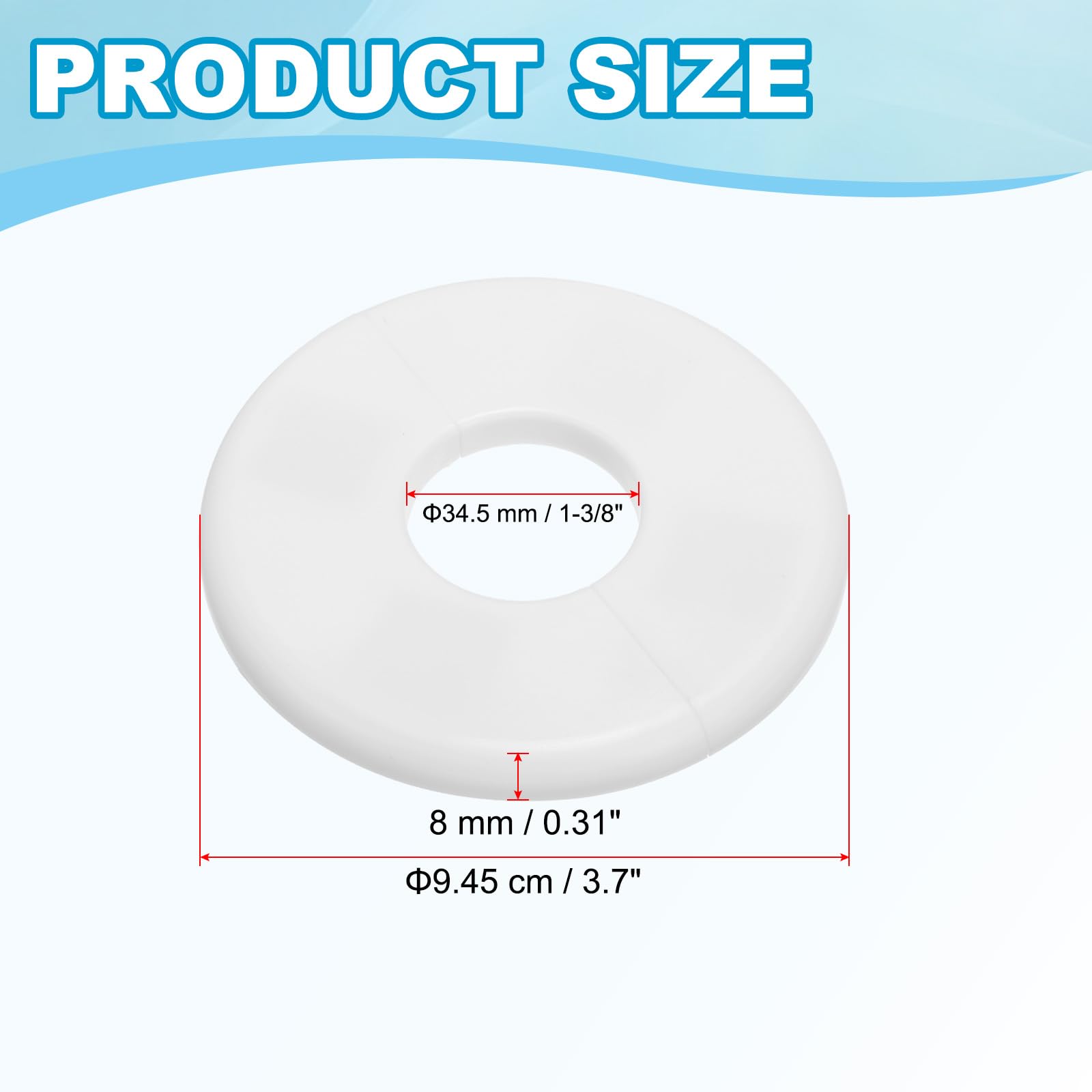 PATIKIL Wall Split Flange 1.36" (34.5mm),ABS Round Self-Adhesive Escutcheon Plate Buckles Water Pipe Cover for Kitchen Bathroom Arm Pipe Faucet Decoration, White