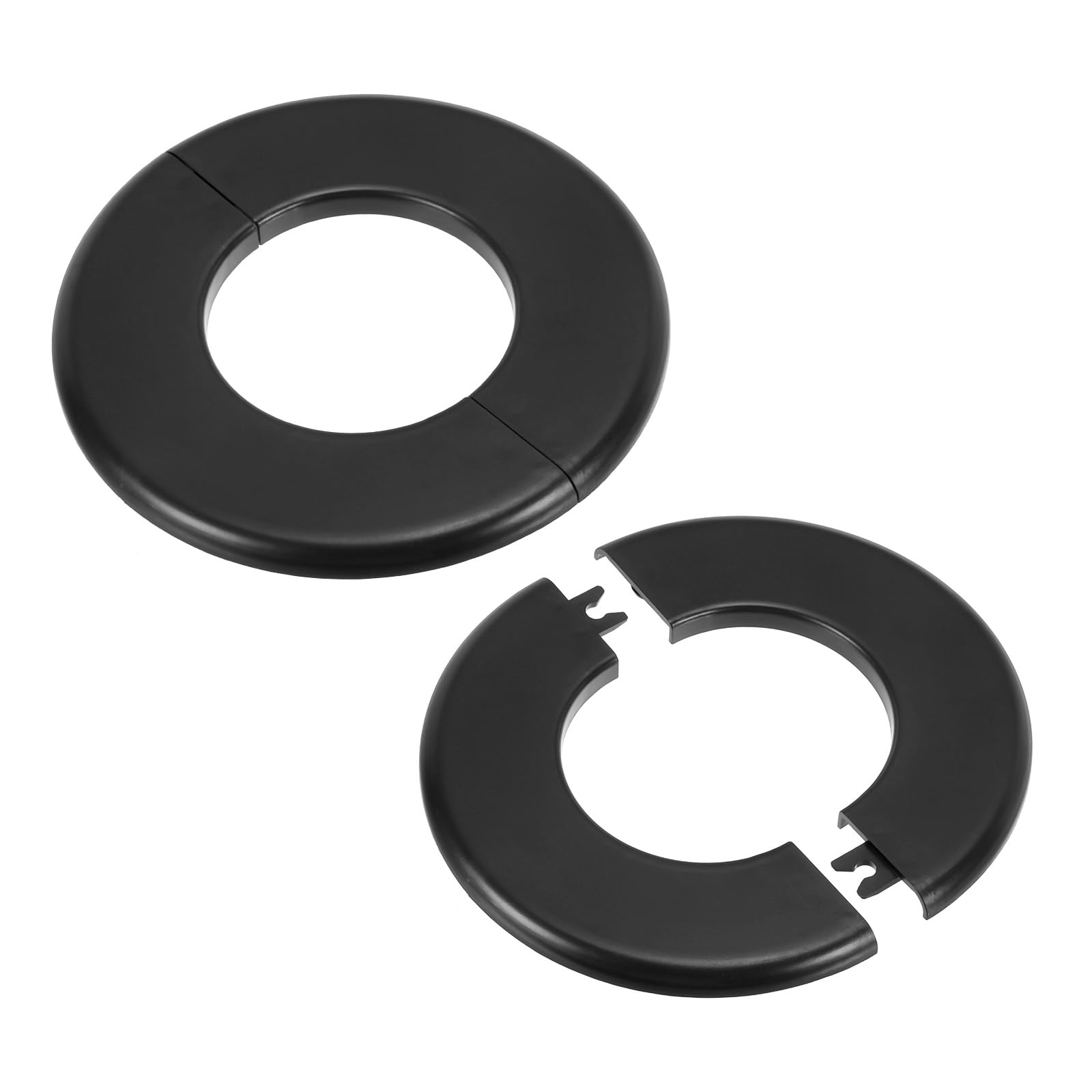 PATIKIL Wall Split Flange 2.52" (64mm),2 Pcs ABS Round Self-Adhesive Escutcheon Plate Buckles Water Pipe Cover for Kitchen Bathroom Arm Pipe Faucet Decoration, Black