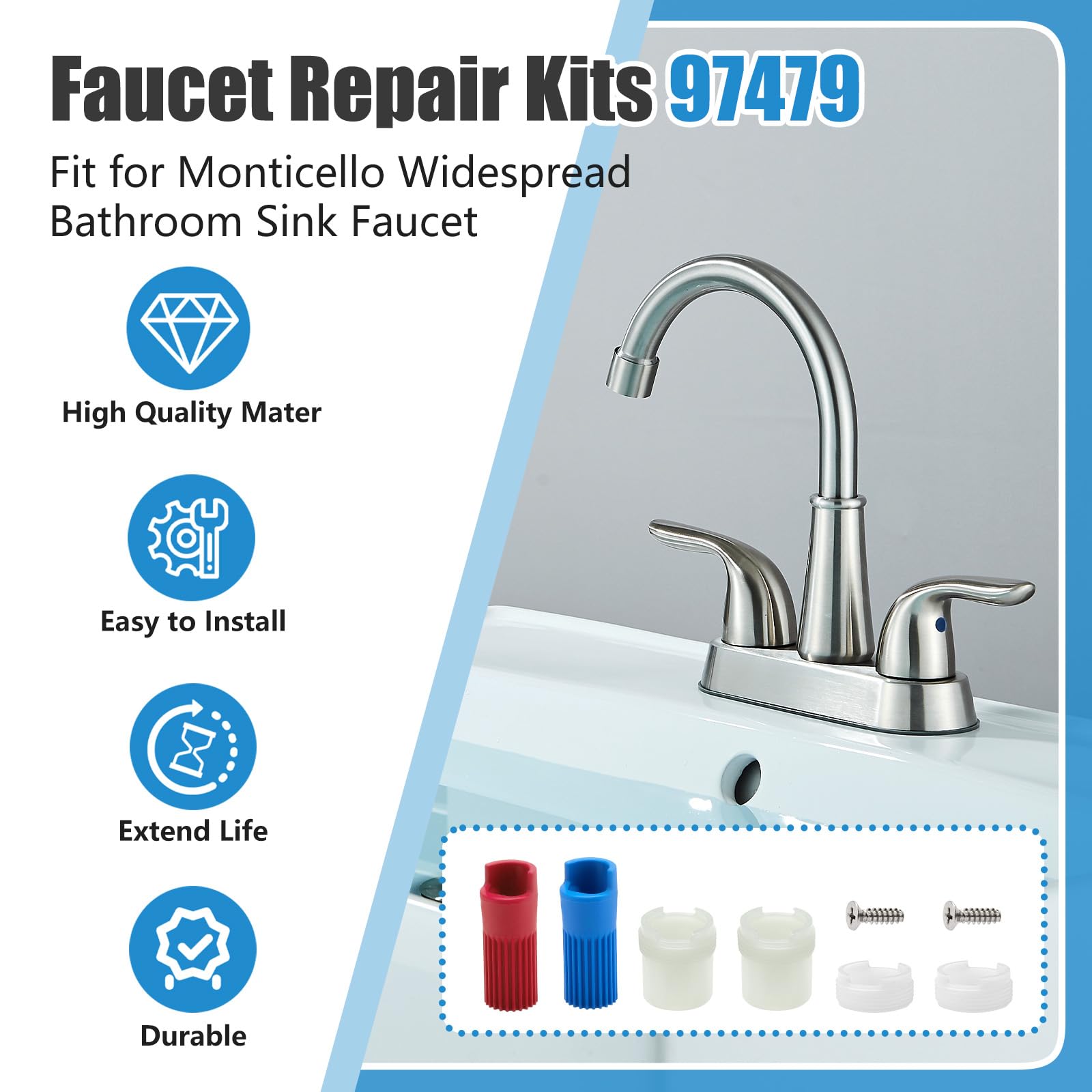 97479 Faucet Repair Kit Replacement for Moen Monticello Widespread Bathroom Sink Faucet Stem Extension Kit