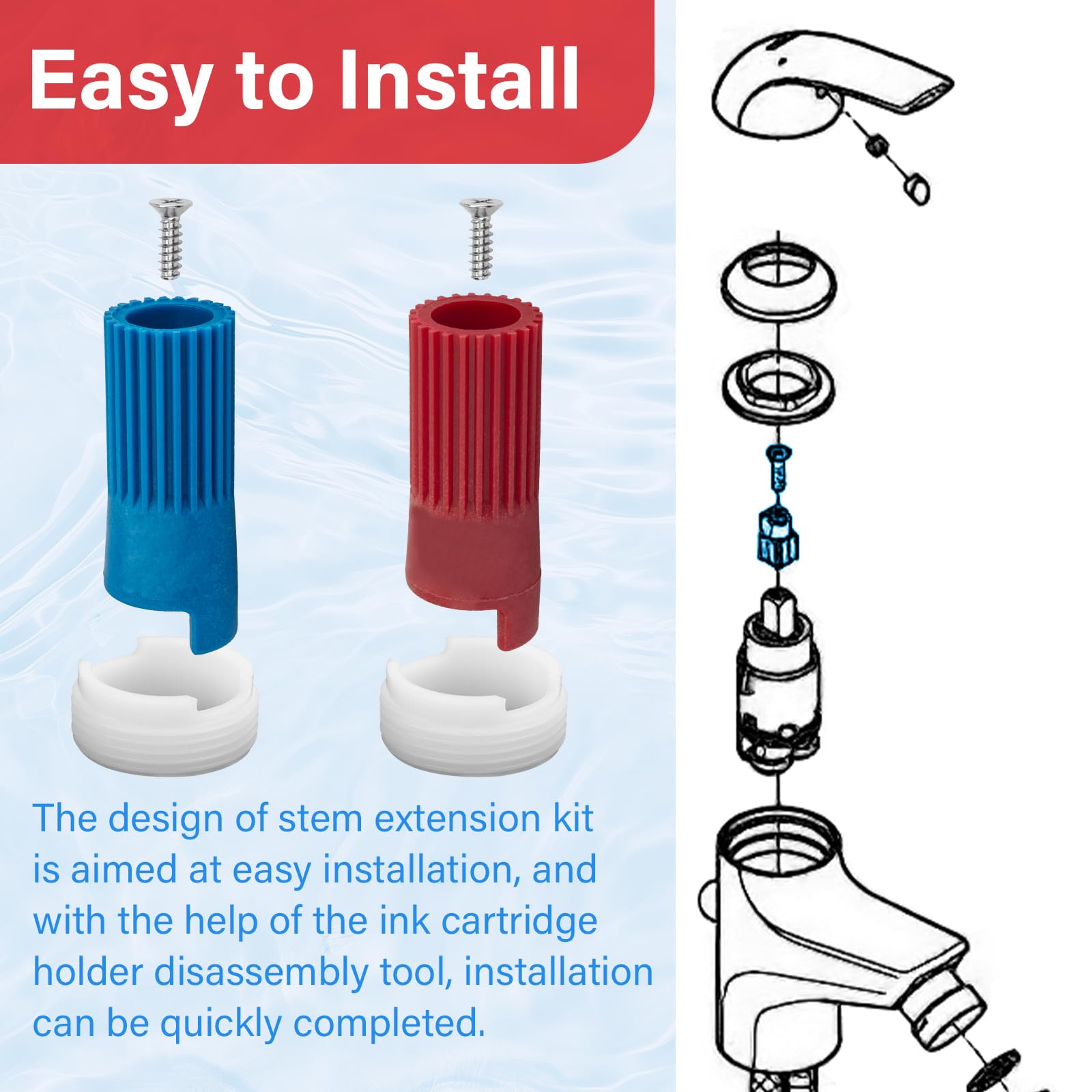 New Upgraded 97479 Stem Extension Kit Shower Valve Repair Kit for Moen Monticello Bathroom Faucet Cartridge Replacement Parts