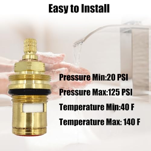 Ceramic Cartridge Assembly Compatible with T&S Brass Faucets, Temperature 40F-140F, Pressure 20PSI-125PSI, Hot Ceramic Cartridge faucet parts Replace 013787-45