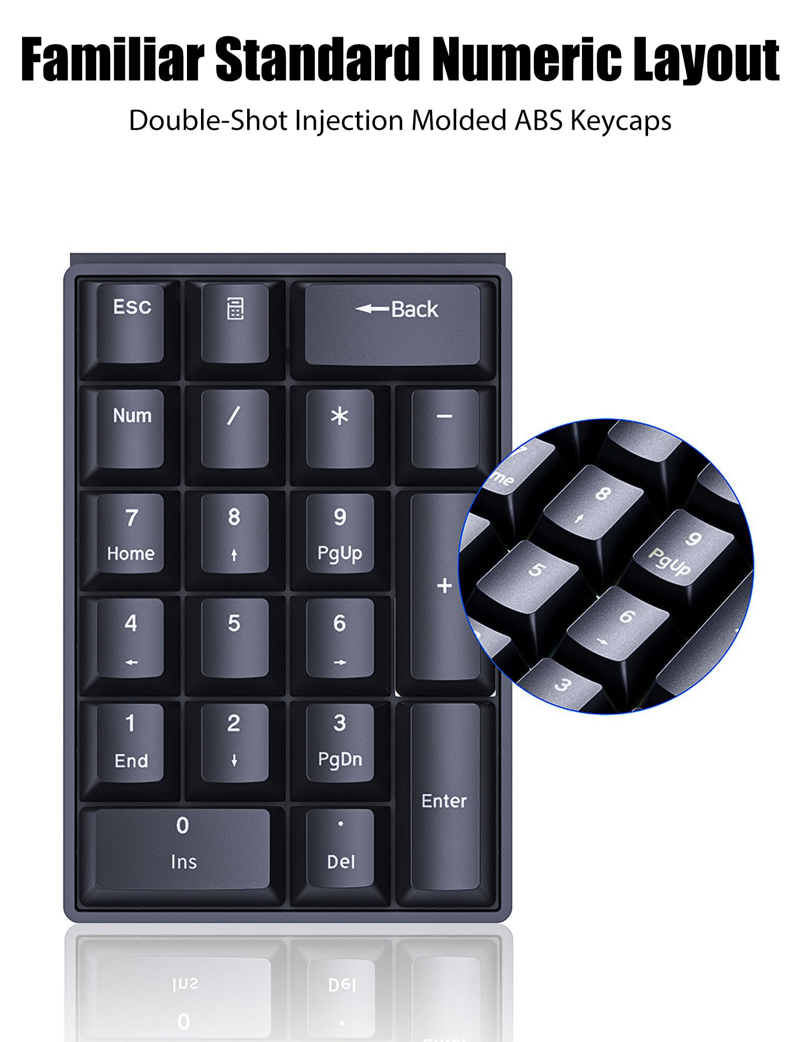 TISHLED Wired Mechanical Numpad Rainbow LED Backlit 20-Key Number Pad Brown Switches Shine Through Keycaps Detachable Cable Numeric Keyboard for PC/Laptop/Win/Mac, Black