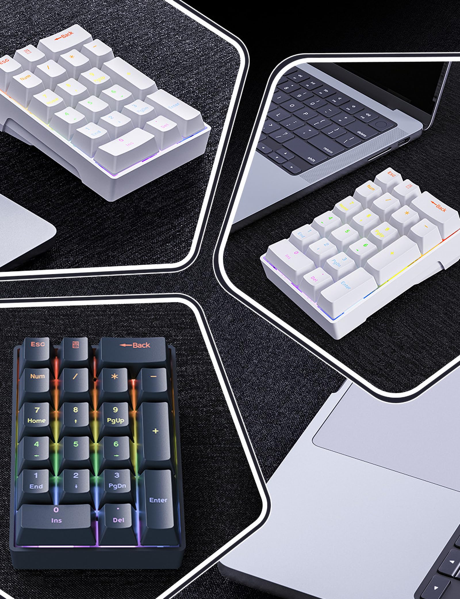 TISHLED Wired Mechanical Numpad Rainbow LED Backlit 20-Key Number Pad Brown Switches Shine Through Keycaps Detachable Cable Numeric Keyboard for PC/Laptop/Win/Mac, Black