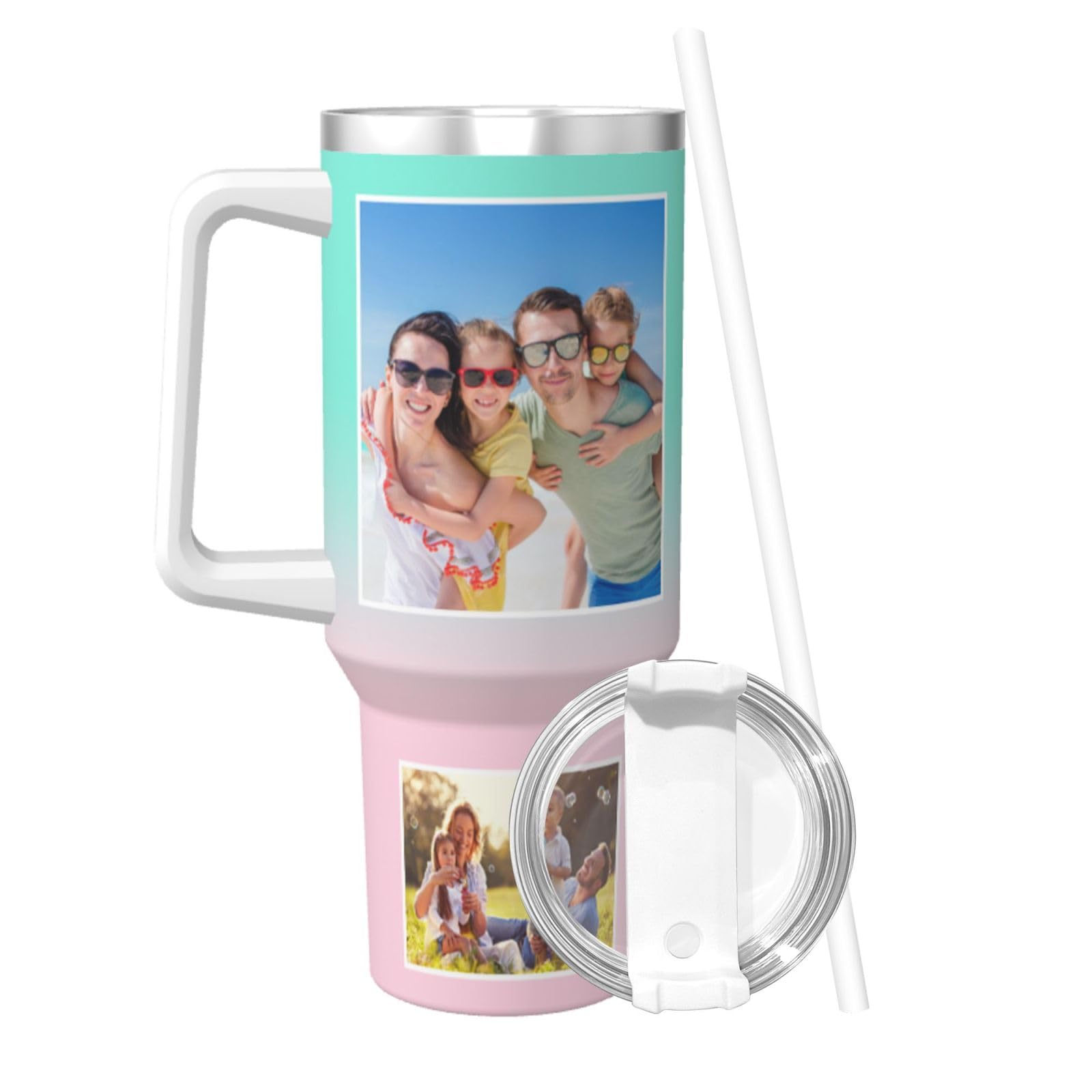 Custom Tumbler Personalized Cups Customized Photo Tumbler Customizable Valentines Day Gift for Women Men with Lid Straw Personalized Travel Mug 40oz