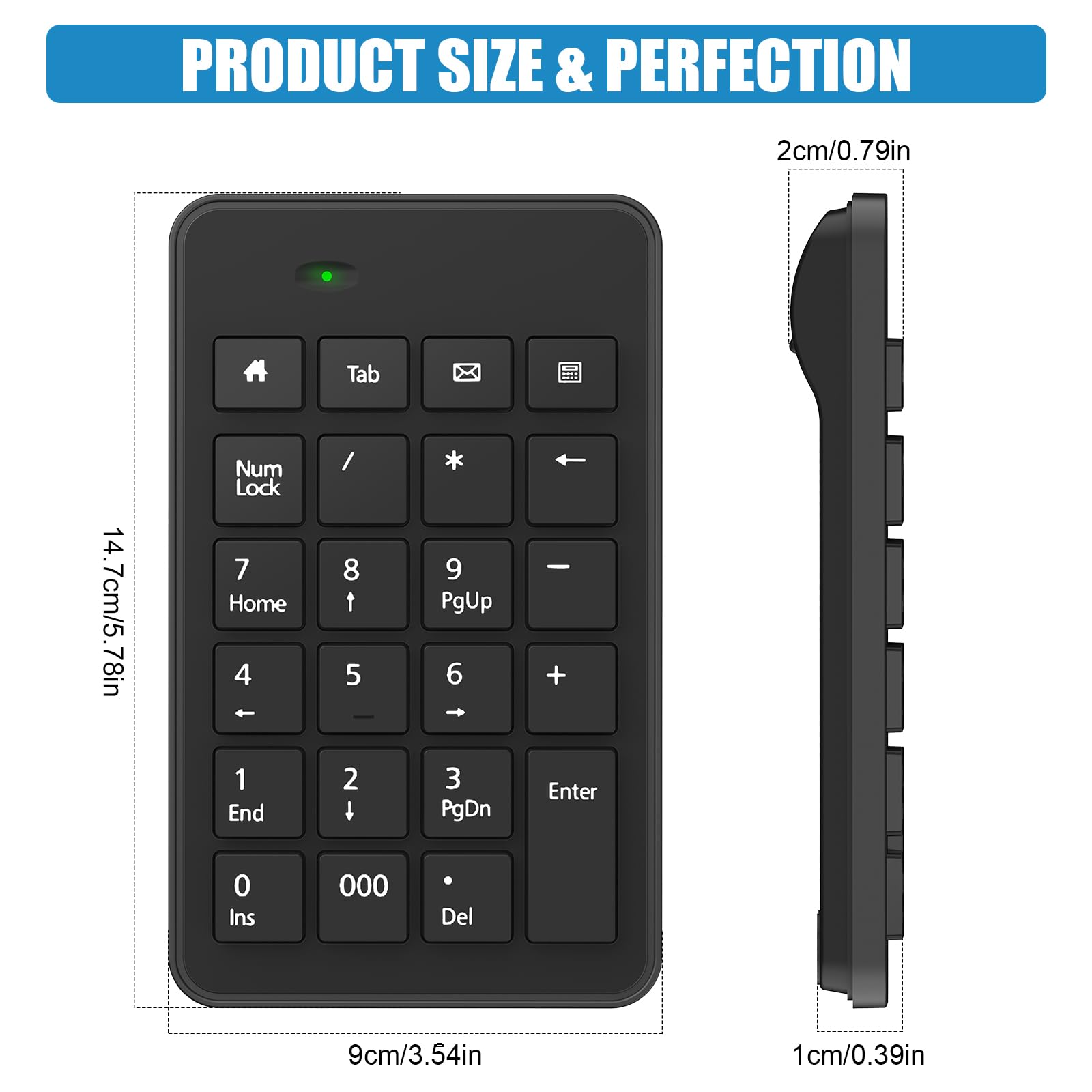 Wired 10-Key USB Keypad Number Pad – Portable Numeric Keypad Keyboard for Laptop, PC and Desktop | Computer Accessories Numpad for ChromeBook Surface Notebook MateBook - Essential Office Data Entry