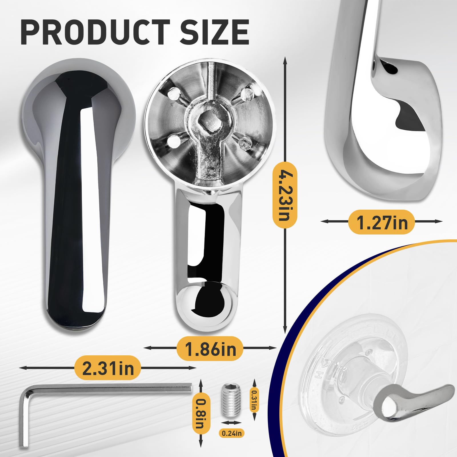 H79 Single Metal Lever Handle Kit - Chrome Finish Compatible with Delta 1300/1400 Series H79 Handle Replacement Part for Delta Tub with Ease- Bathroom Accessories Chrome