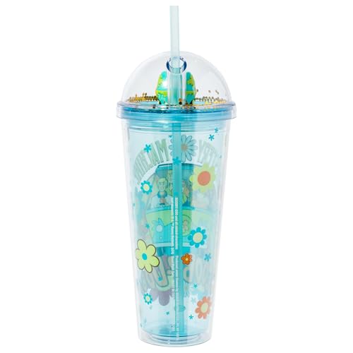 Silver Buffalo Scooby Doo Mystery Machine Featuring Shaggy, Velma, Daphne, and Fred Dome Glitter Top Travel Tumbler, 24 Ounces
