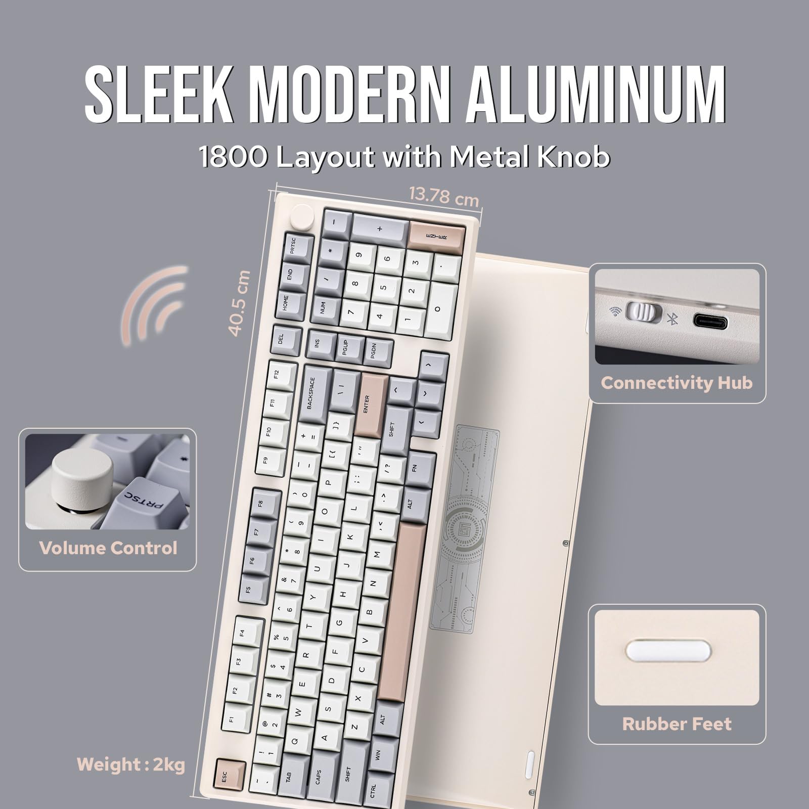 EPOMAKER Galaxy100 QMK/VIA Wireless Gaming Keyboard, Aluminum Shell, Bluetooth/2.4Ghz/USB-C, Pre-Lubed Hot-Swappable Linear Switches, NKRO, RGB Backlit (Creamy White, Marble White Switch)