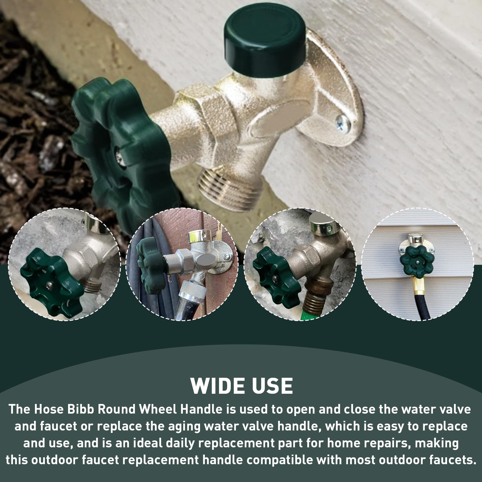 VIDABTE Outdoor Faucet Water Spigot Handle, Hose Bibb Round Wheel Handle Replacement Compatible with Danco 10006, 10006 Hose Bibb Handle (0.26'' Square Stem)
