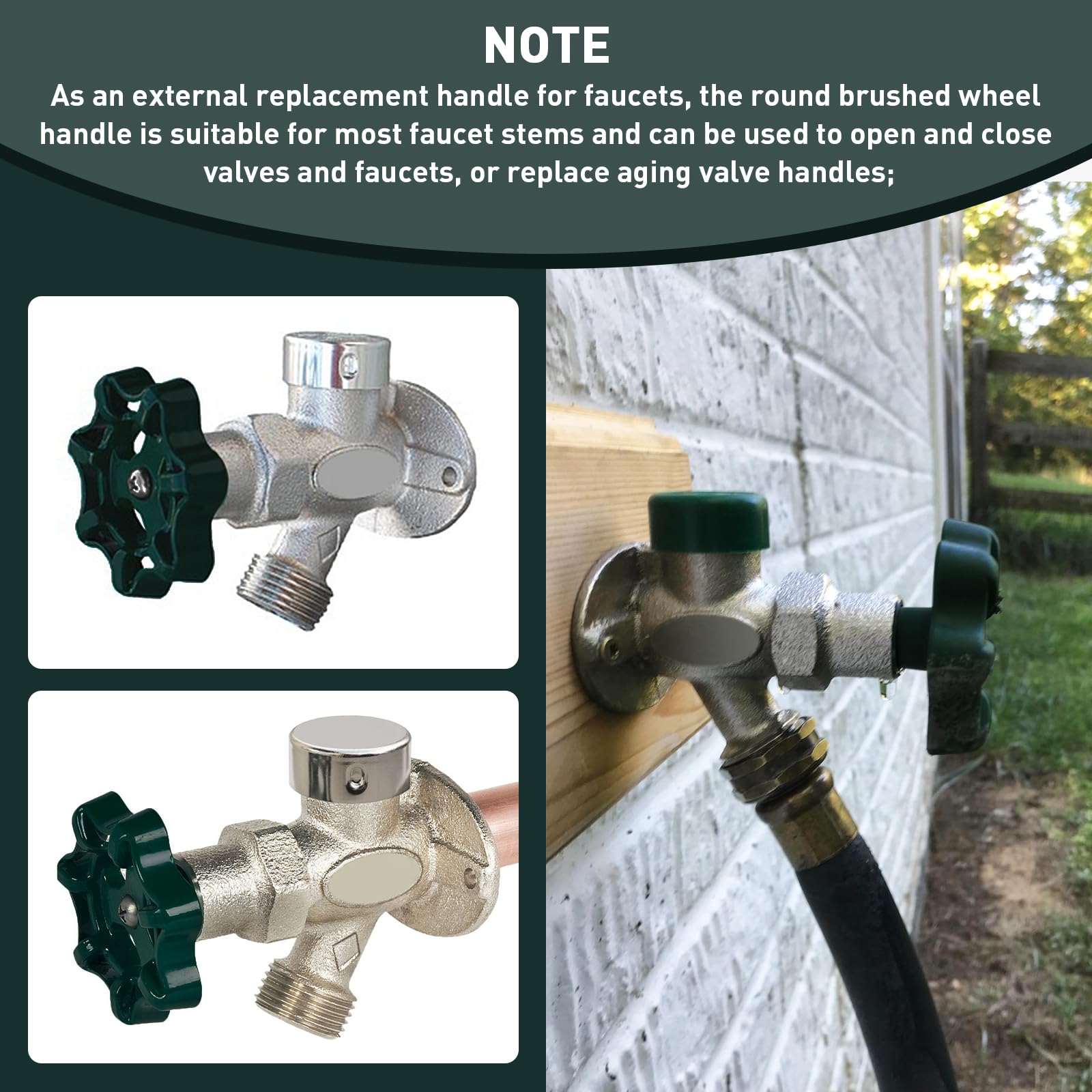 VIDABTE Outdoor Faucet Water Spigot Handle, Hose Bibb Round Wheel Handle Replacement Compatible with Danco 10006, 10006 Hose Bibb Handle (0.26'' Square Stem)