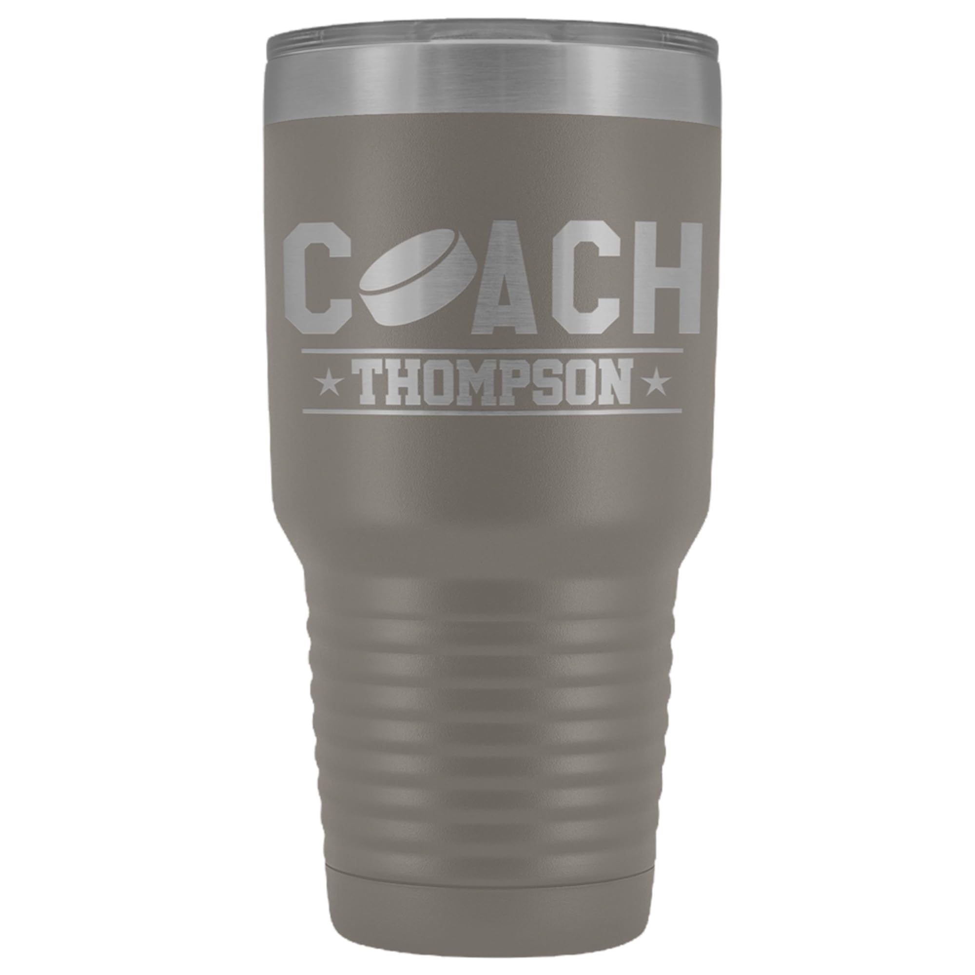 Personalized Hockey Coach Tumbler Cup With Coach Name - Customized Hockey Coach Gift - Custom Hockey Coach Travel Mug - Pewter