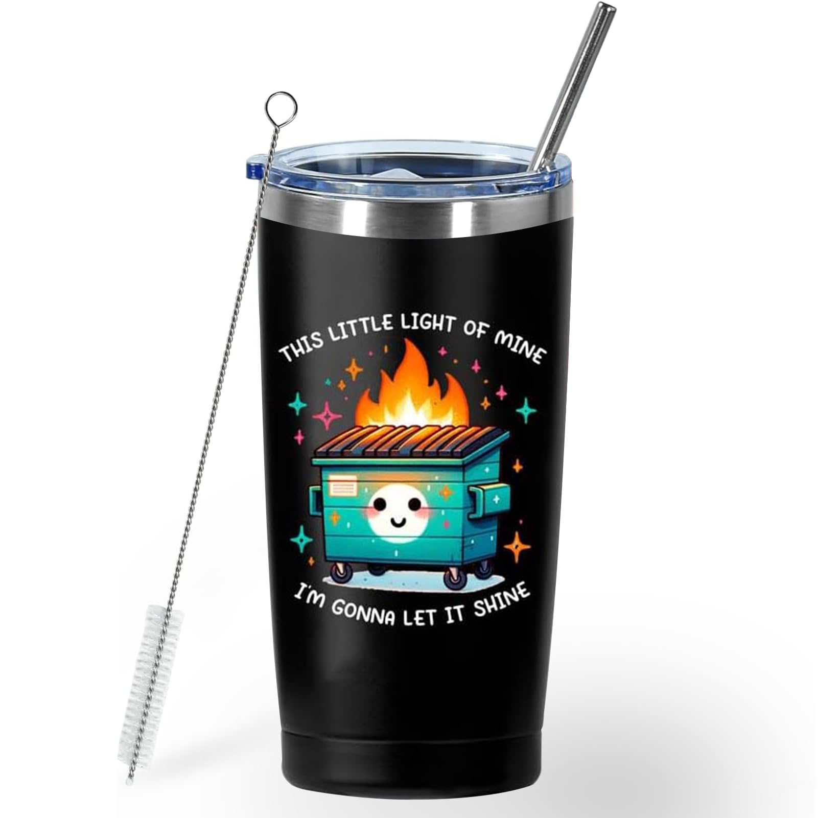 Dumpster Fire Tumbler 20 OZ, Dumpster Fire Desk Accessories Emotional Support Funny Gifts for Coworkers