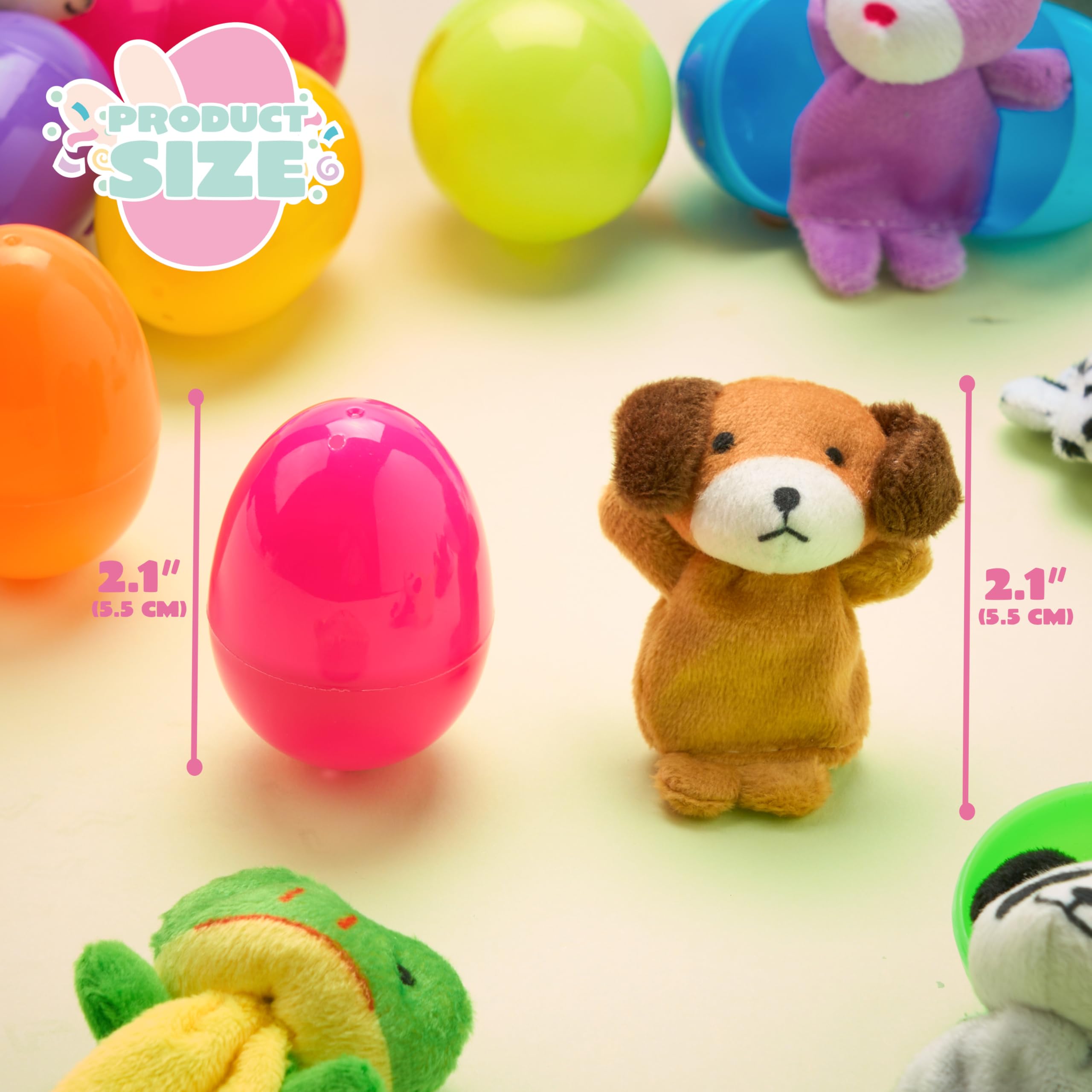 JOYIN 12pcs Prefilled Easter Eggs with Toys, Plastic Eggs with Finger Puppets, Basket Stuffers for Toddlers & Babies, Easter Theme Party Favors