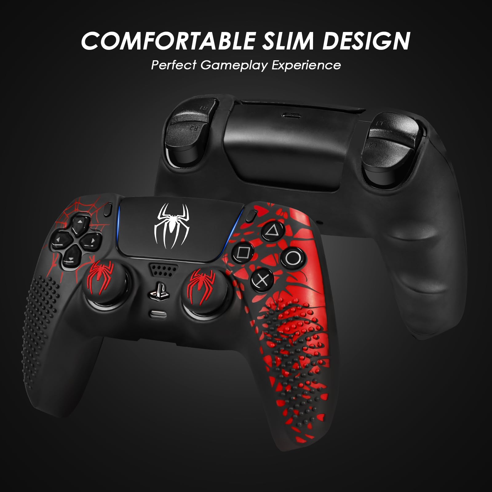 Anti-Slip Skin for PS5 Controller, Protective Controller Cover for PS5 Accessories, Silicone PlayStation 5 Controller Cover Case with Thumb Grip Caps and Touch Pad Sticker