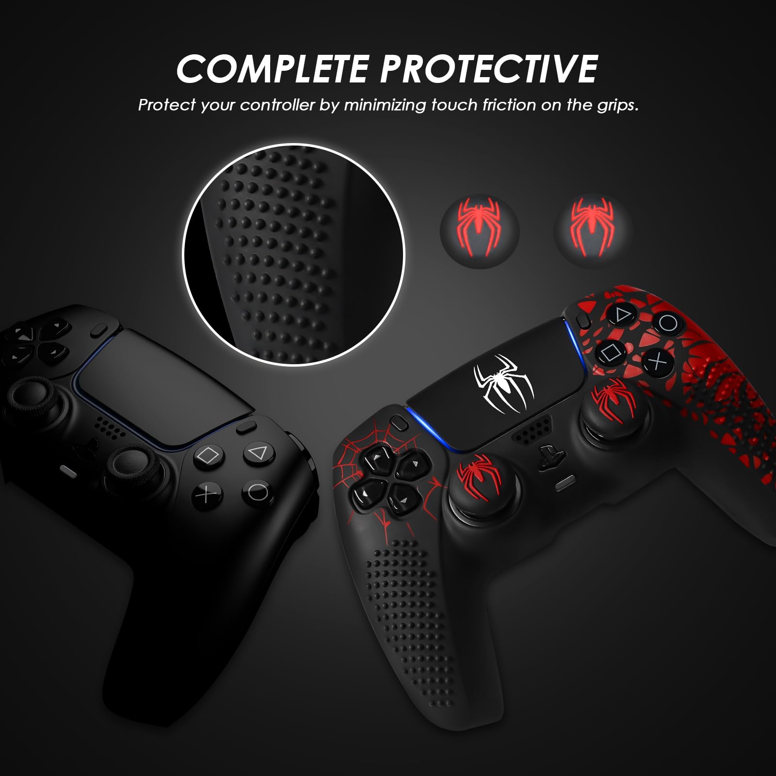 Anti-Slip Skin for PS5 Controller, Protective Controller Cover for PS5 Accessories, Silicone PlayStation 5 Controller Cover Case with Thumb Grip Caps and Touch Pad Sticker
