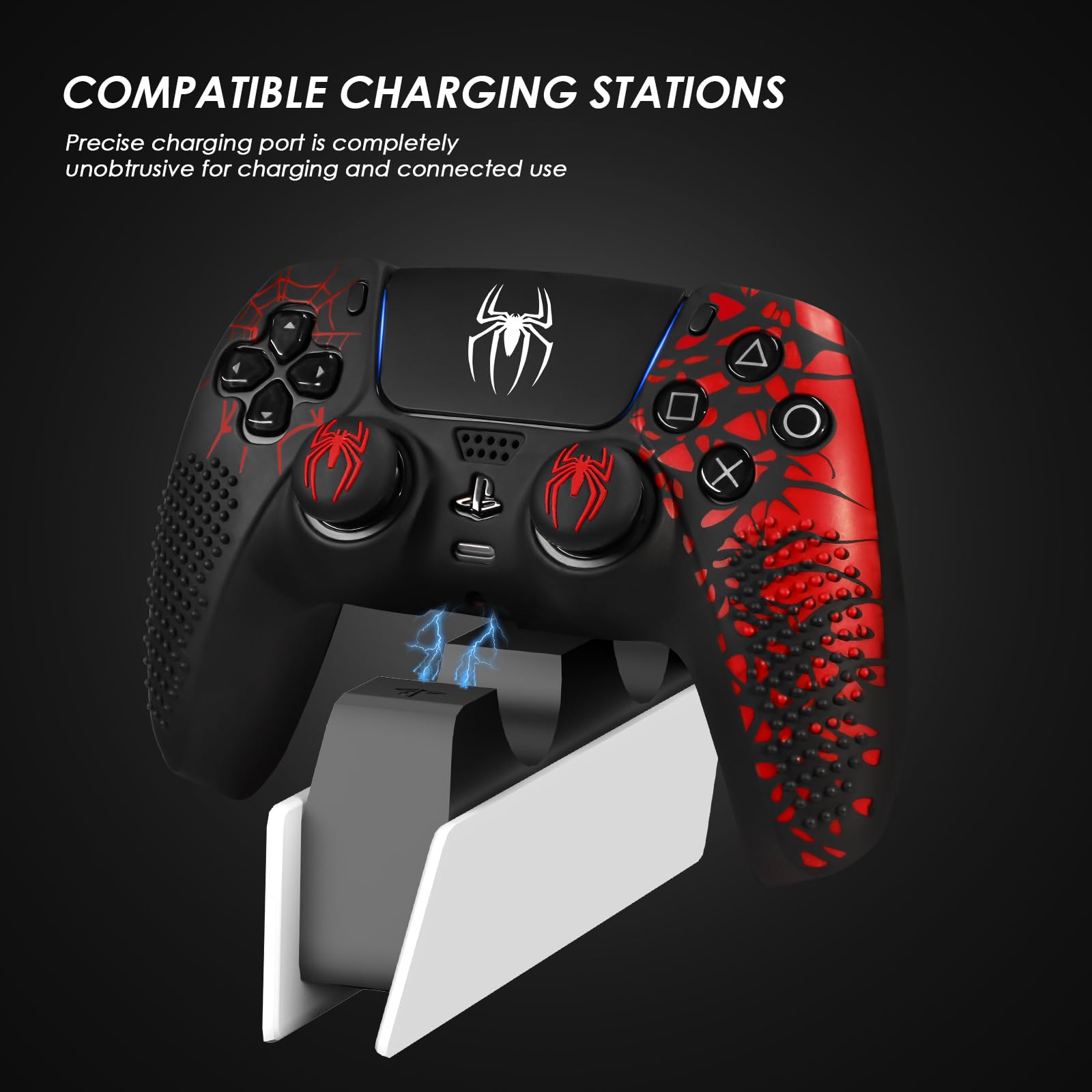 Anti-Slip Skin for PS5 Controller, Protective Controller Cover for PS5 Accessories, Silicone PlayStation 5 Controller Cover Case with Thumb Grip Caps and Touch Pad Sticker