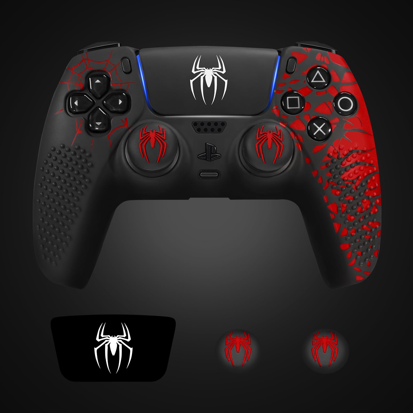 Anti-Slip Skin for PS5 Controller, Protective Controller Cover for PS5 Accessories, Silicone PlayStation 5 Controller Cover Case with Thumb Grip Caps and Touch Pad Sticker