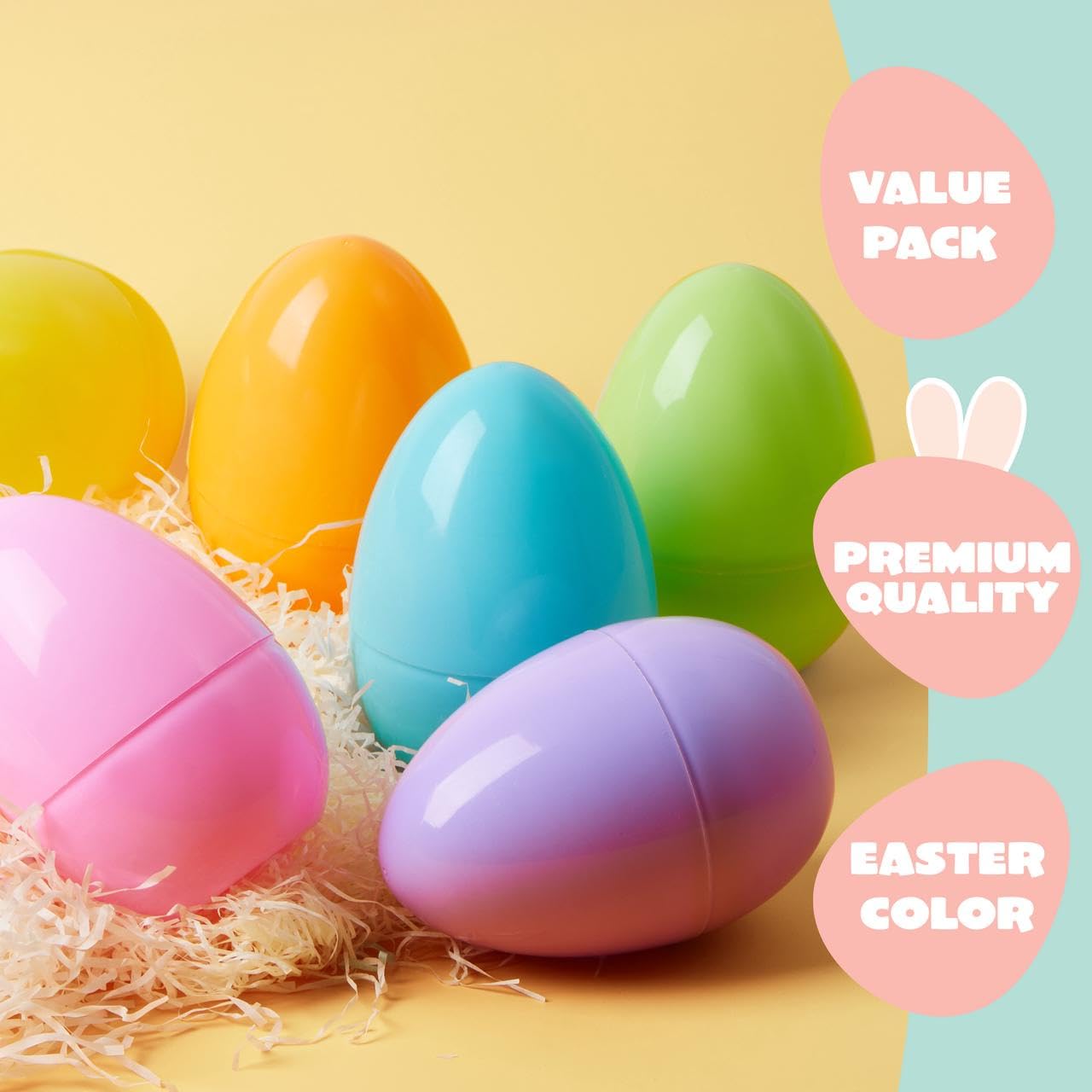 JOYIN 12 Pcs Large Pastel Easter Eggs, 6 Inches Jumbo Plastic Eggs Fillable for Easter Themed Hunt Colorful Basket Stuffers Fillers Filling Treats Party Favor Classroom Prize Supplies