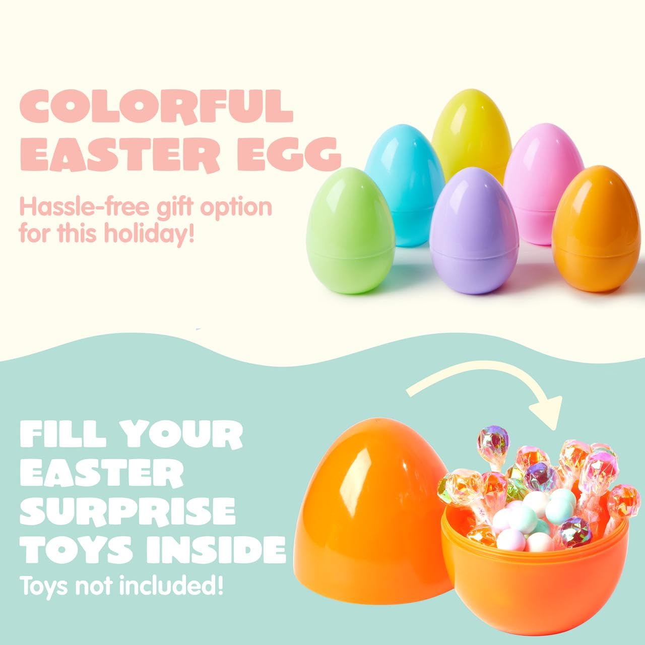 JOYIN 12 Pcs Large Pastel Easter Eggs, 6 Inches Jumbo Plastic Eggs Fillable for Easter Themed Hunt Colorful Basket Stuffers Fillers Filling Treats Party Favor Classroom Prize Supplies