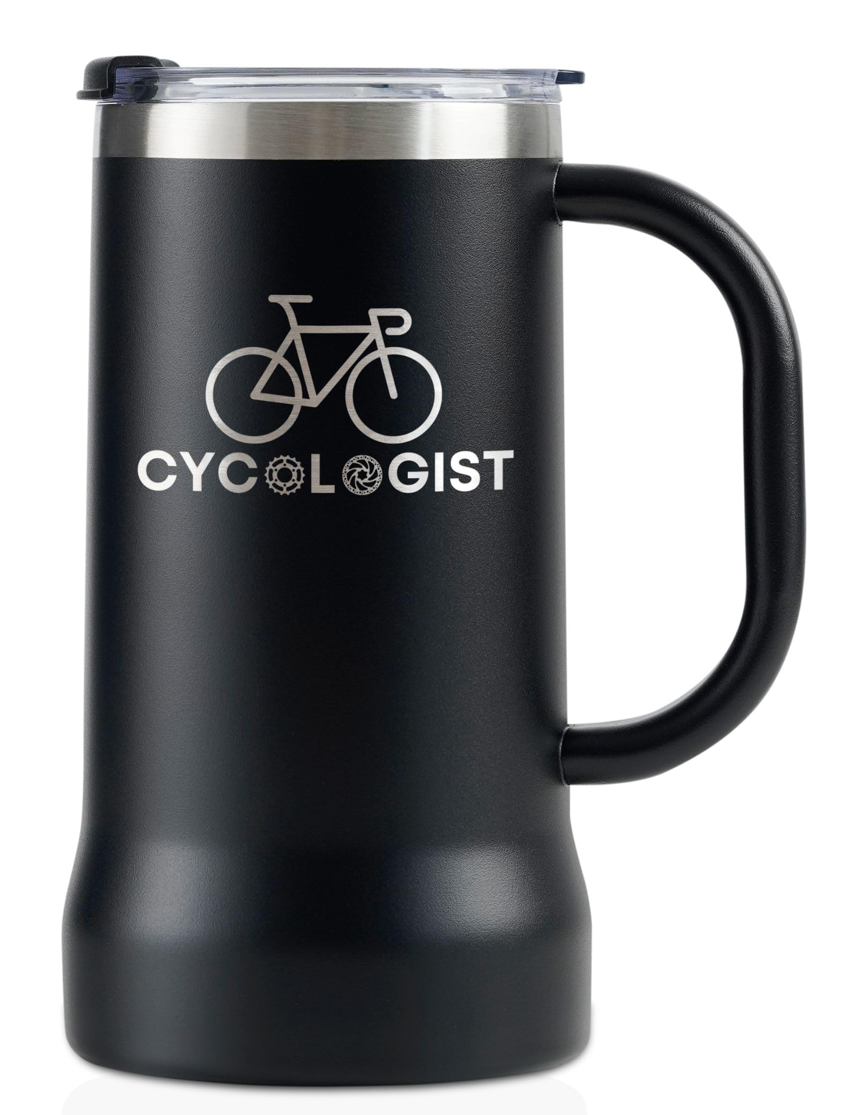 Onebttl Biker Cyclist Gifts for Men, Cycologist, Bicycle Enthusiasts, Roadbike MTB, Stainless Steel Beer Stein Tumbler, 24oz Beer Mug with Lid
