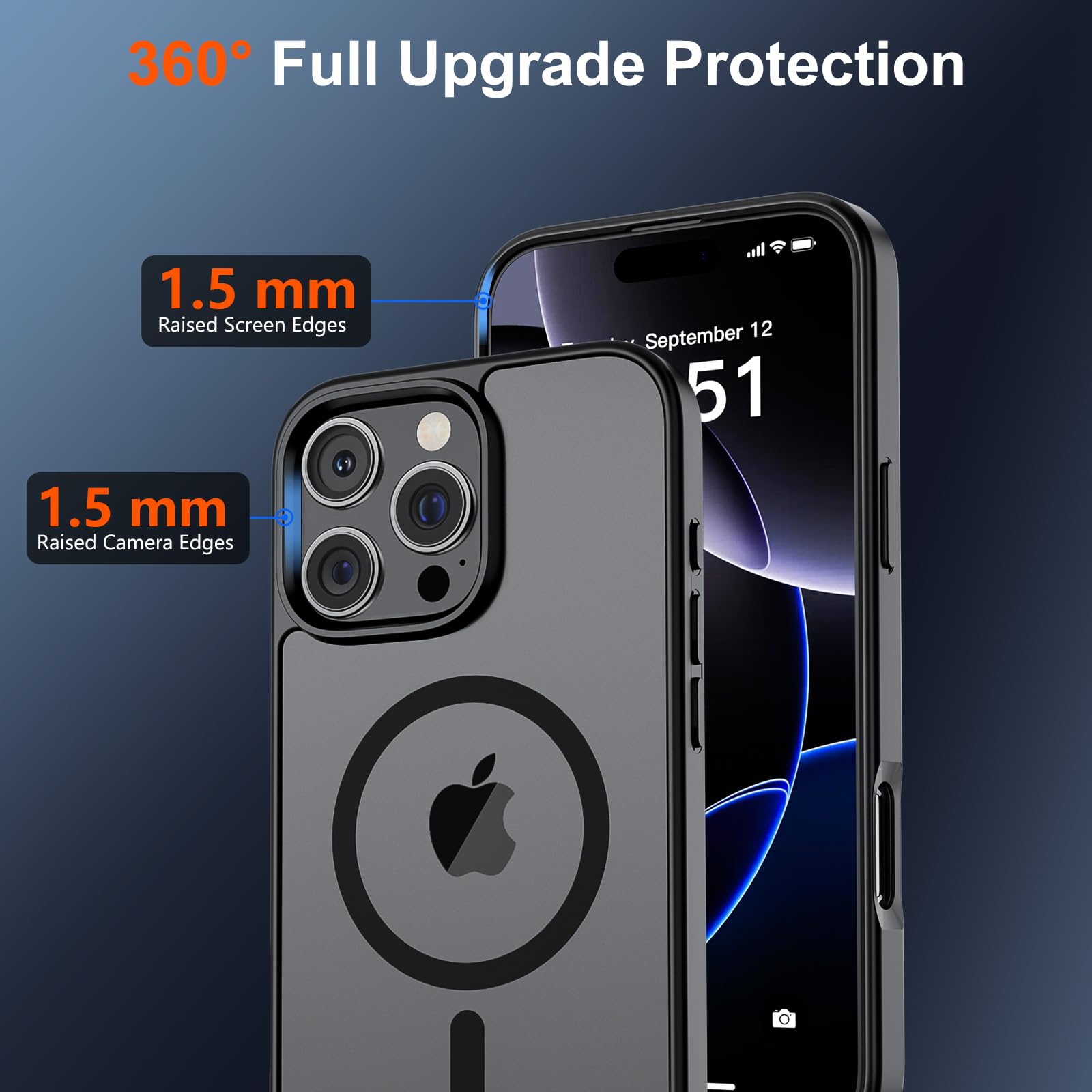 SUPFINE Magnetic for iPhone 16 Pro Max Case (Compatible with MagSafe) (Military Grade Drop Protection) Slim Translucent Matte Shockproof with Anti-Fingerprint Phone Case, Black