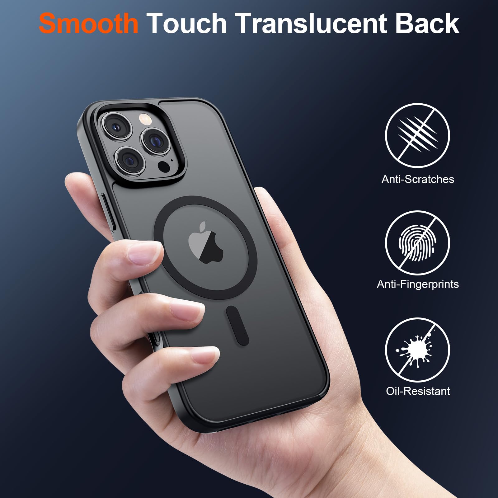 SUPFINE Magnetic for iPhone 16 Pro Max Case (Compatible with MagSafe) (Military Grade Drop Protection) Slim Translucent Matte Shockproof with Anti-Fingerprint Phone Case, Black