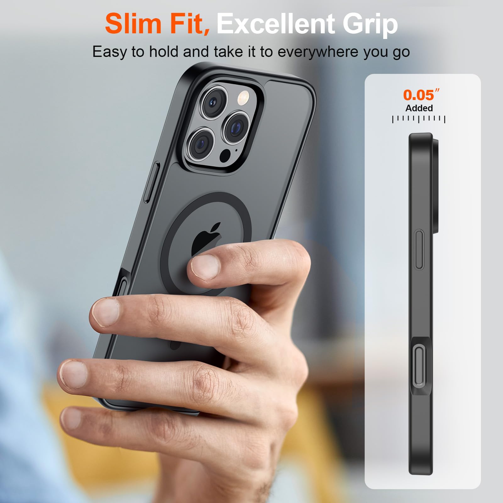 SUPFINE Magnetic for iPhone 16 Pro Max Case (Compatible with MagSafe) (Military Grade Drop Protection) Slim Translucent Matte Shockproof with Anti-Fingerprint Phone Case, Black
