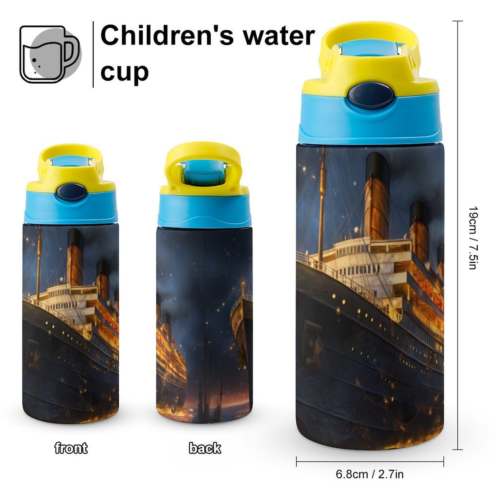 Titanic Cruise Ship Voyage Stainless Steel Water Bottle Insulated Travel Mug with Leakproof Locking Lid for Hot Or Cold Drinks 350ml