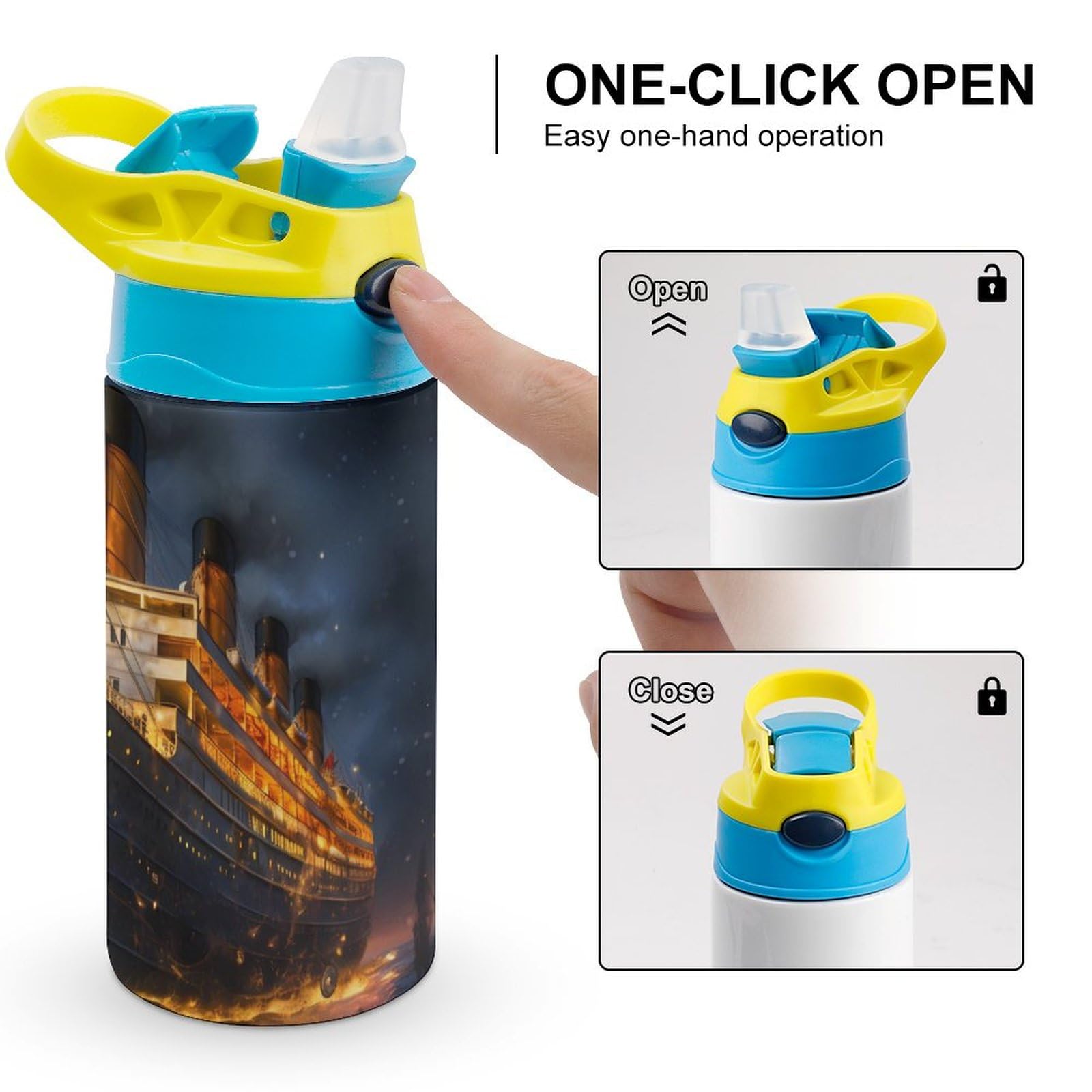 Titanic Cruise Ship Voyage Stainless Steel Water Bottle Insulated Travel Mug with Leakproof Locking Lid for Hot Or Cold Drinks 350ml
