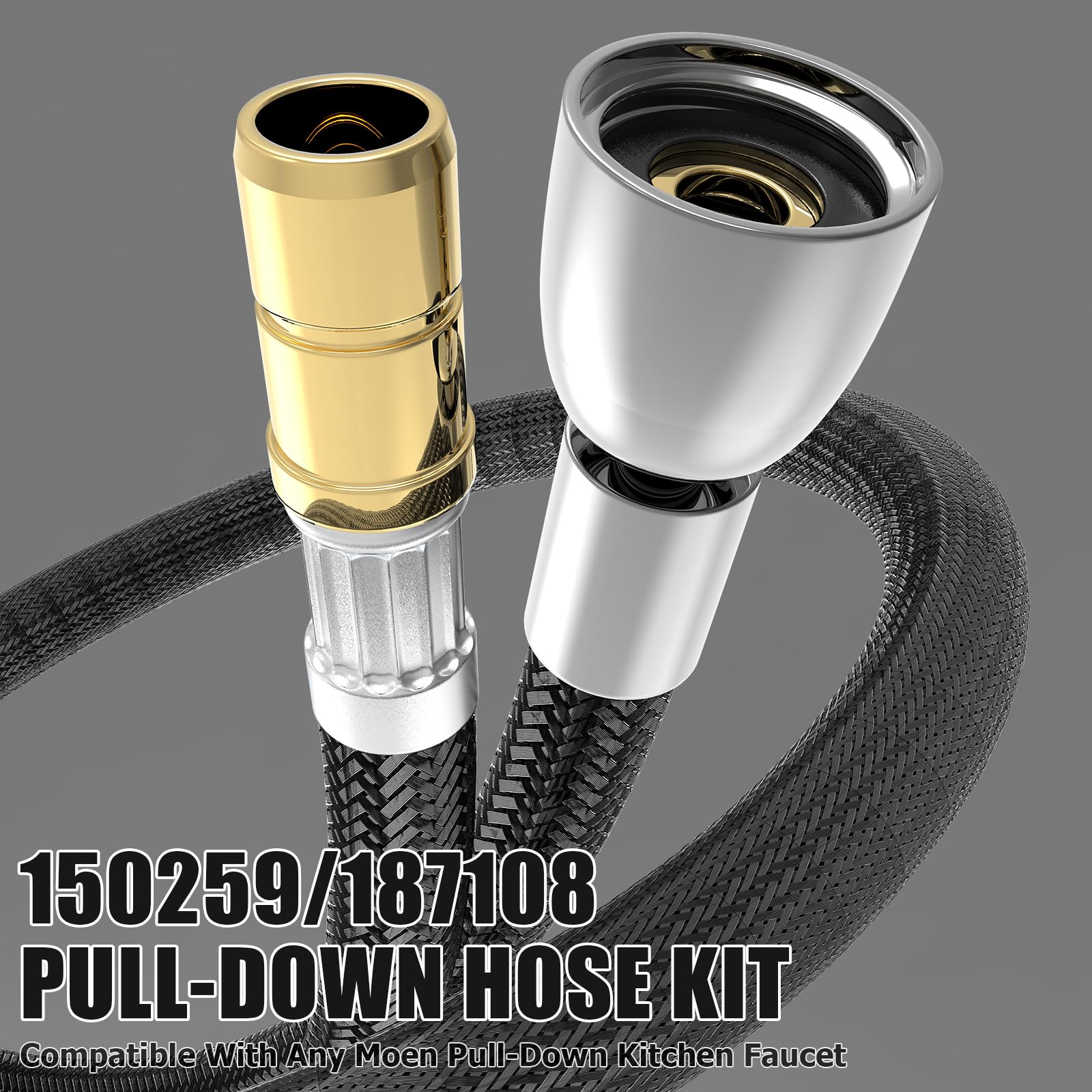 Replacemnet Hose Kit for Kohler Pull-Down Kitchen Faucet, K-1219935-BC 67-Inch Bright Chrome Finish Kohler Pull-Out Kitchen Faucet Hose Part K-1304674-BC