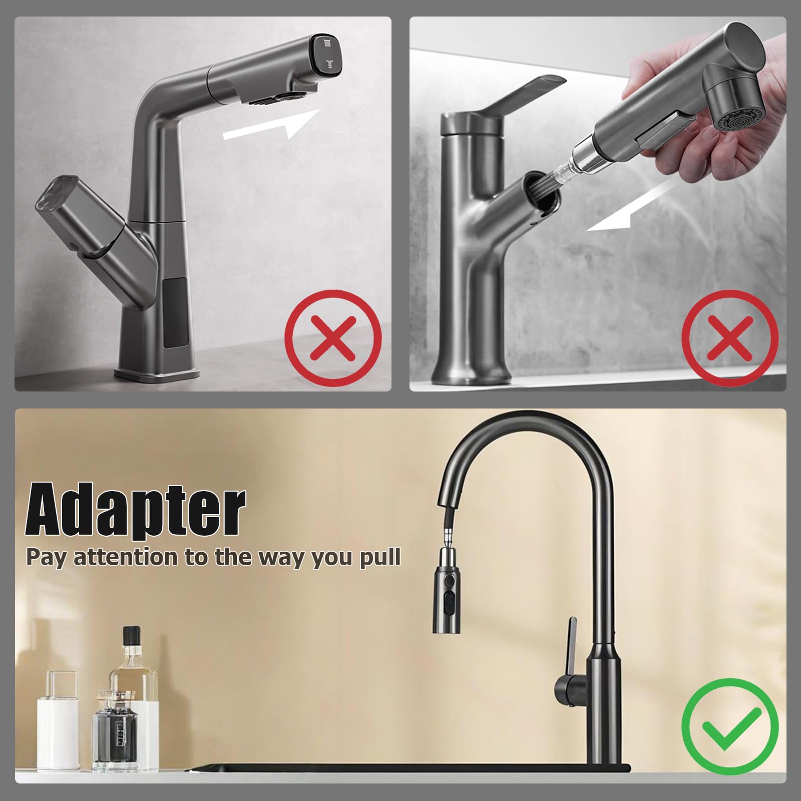 Compatible with Moen Faucet 150259 Pull Down Hose Replacenent Kit, Kitchen Faucet Pull Down Kitchen Faucet Replacement Part 187108, 1-Pack Gray