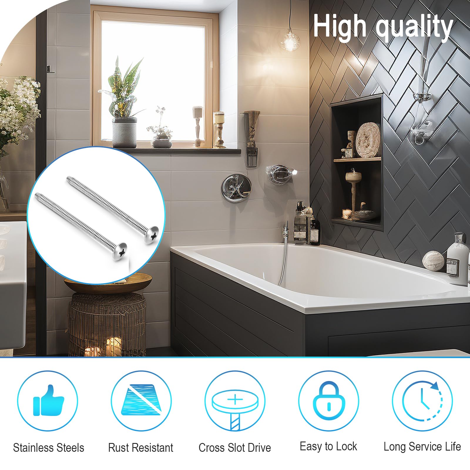 2-Pack 15528 Shower Faucet Escutcheon Screws Replacement for Moen - Escutcheon Trim Screws Shower Handle Cover Plate Screws for One-Handle Tub and Shower Faucets