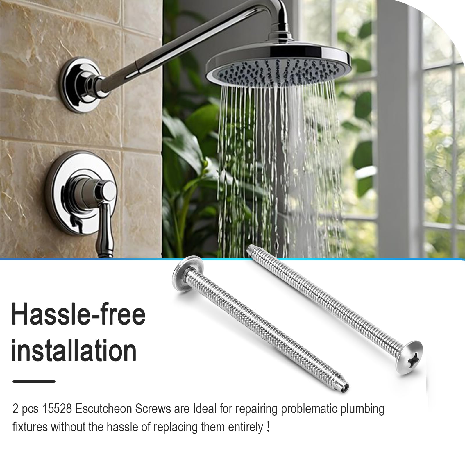 2-Pack 15528 Shower Faucet Escutcheon Screws Replacement for Moen - Escutcheon Trim Screws Shower Handle Cover Plate Screws for One-Handle Tub and Shower Faucets