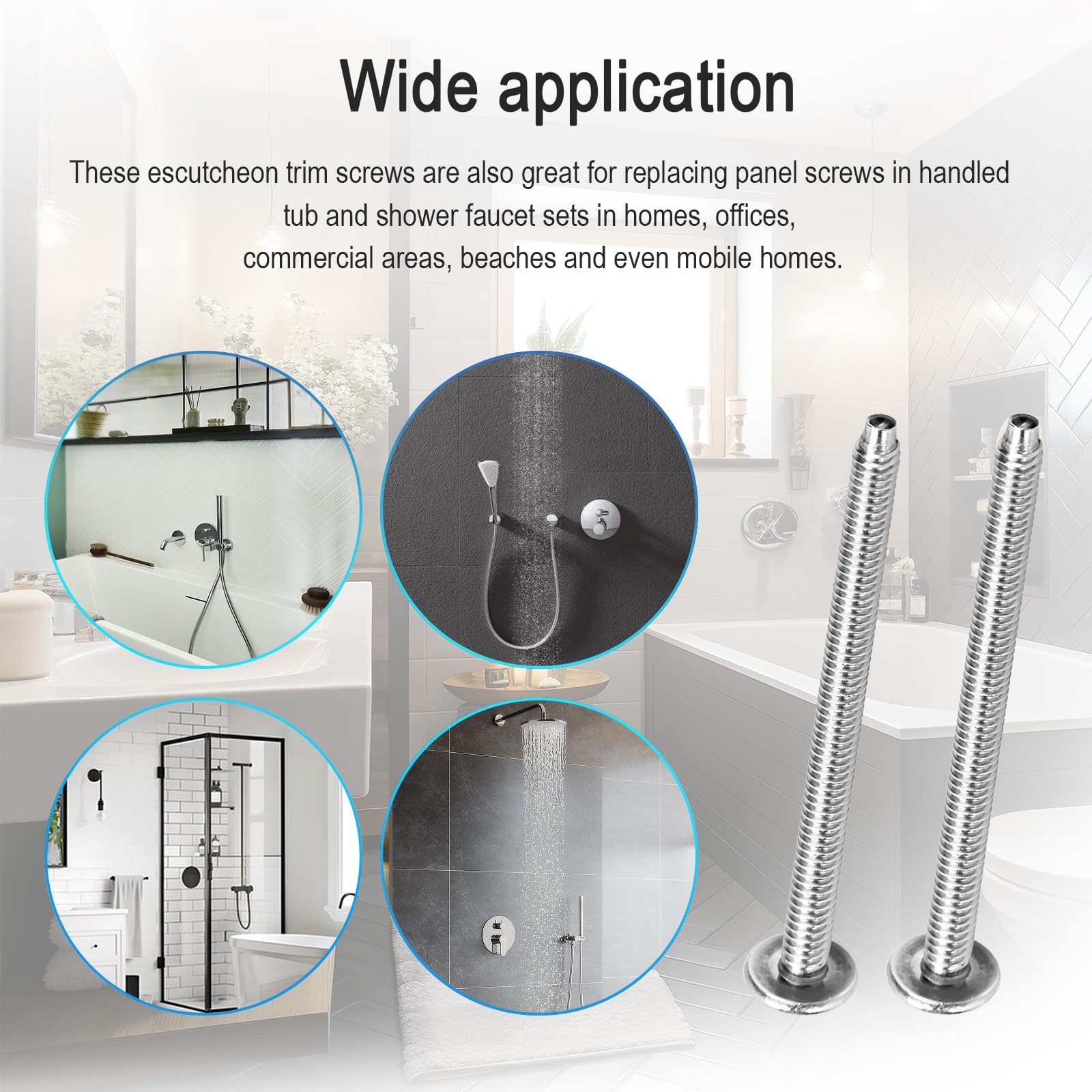 2-Pack 15528 Shower Faucet Escutcheon Screws Replacement for Moen - Escutcheon Trim Screws Shower Handle Cover Plate Screws for One-Handle Tub and Shower Faucets