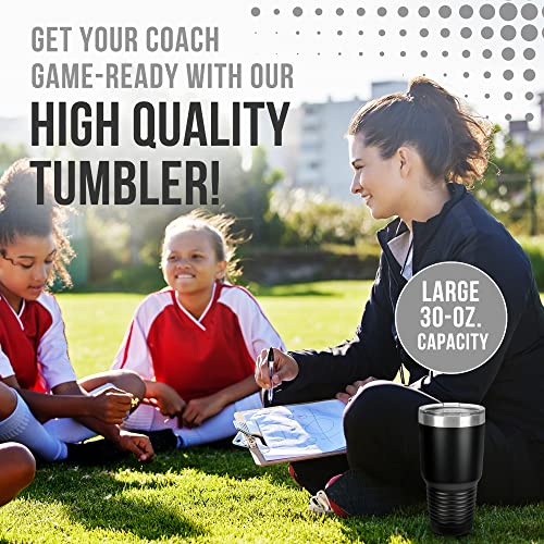 Personalized Tennis Coach Tumbler Cup With Coach Name - Customized Tennis Coach Gift - Custom Tennis Coach Travel Mug - Black