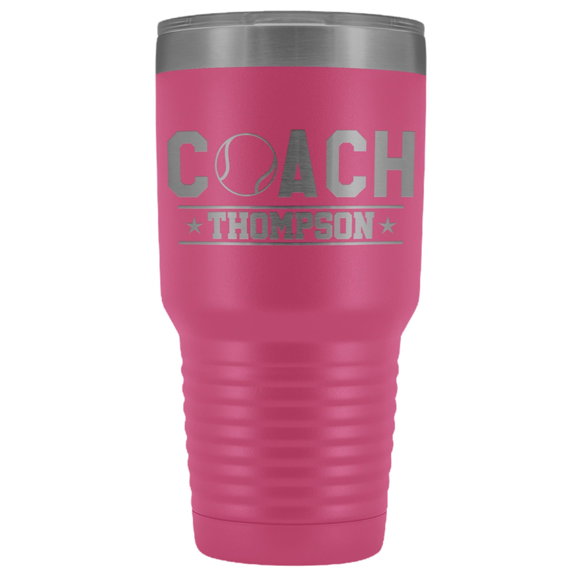Personalized Tennis Coach Tumbler Cup With Coach Name - Customized Tennis Coach Gift - Custom Tennis Coach Travel Mug - Pink