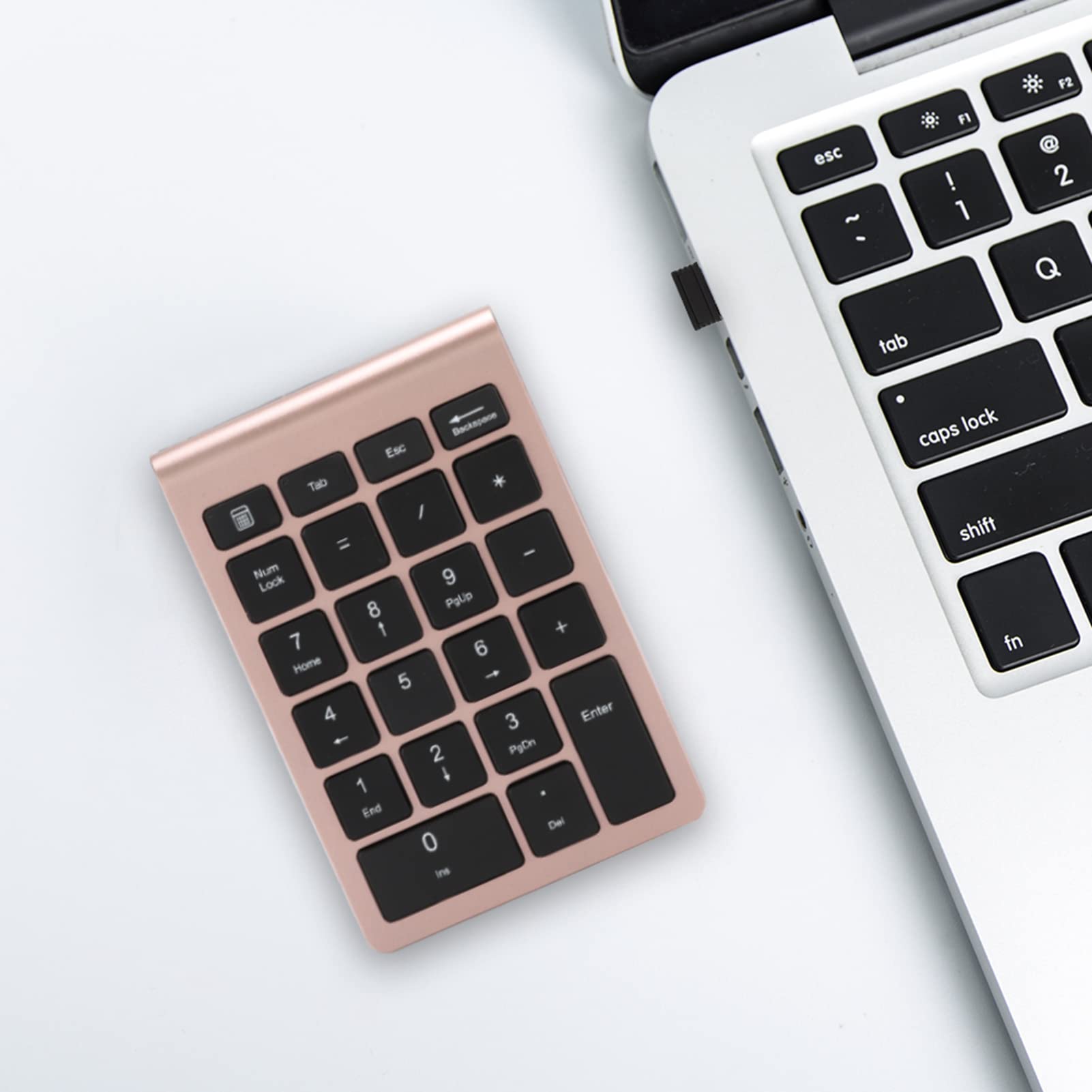 22 Keys Numeric Keypad, Number Pads BT Number Pad 22 Keys BT Number Pad for Laptop Pc Desktop Notebook (Rose Gold)